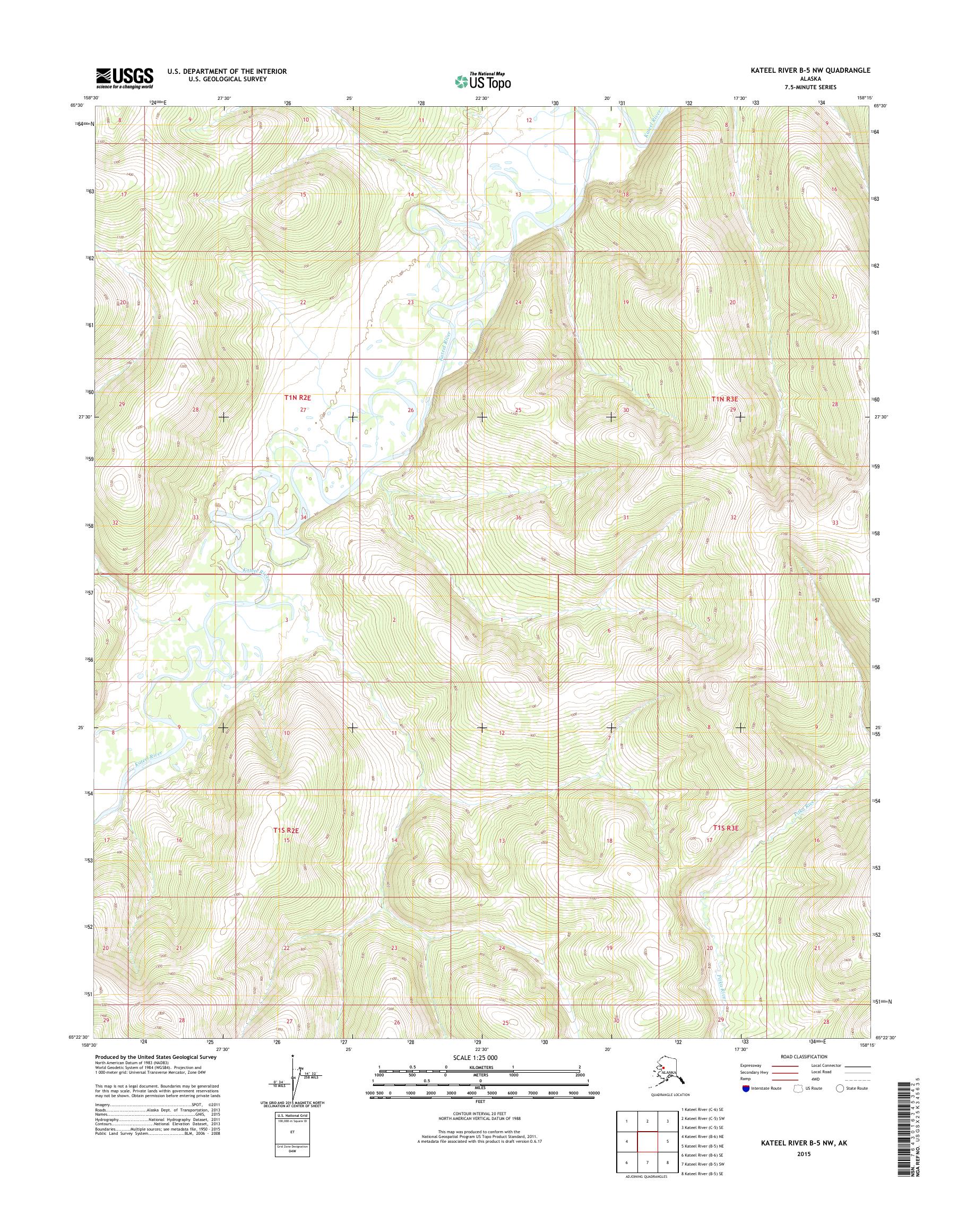 Kateel River B-5 NW Alaska US Topo Map – MyTopo Map Store