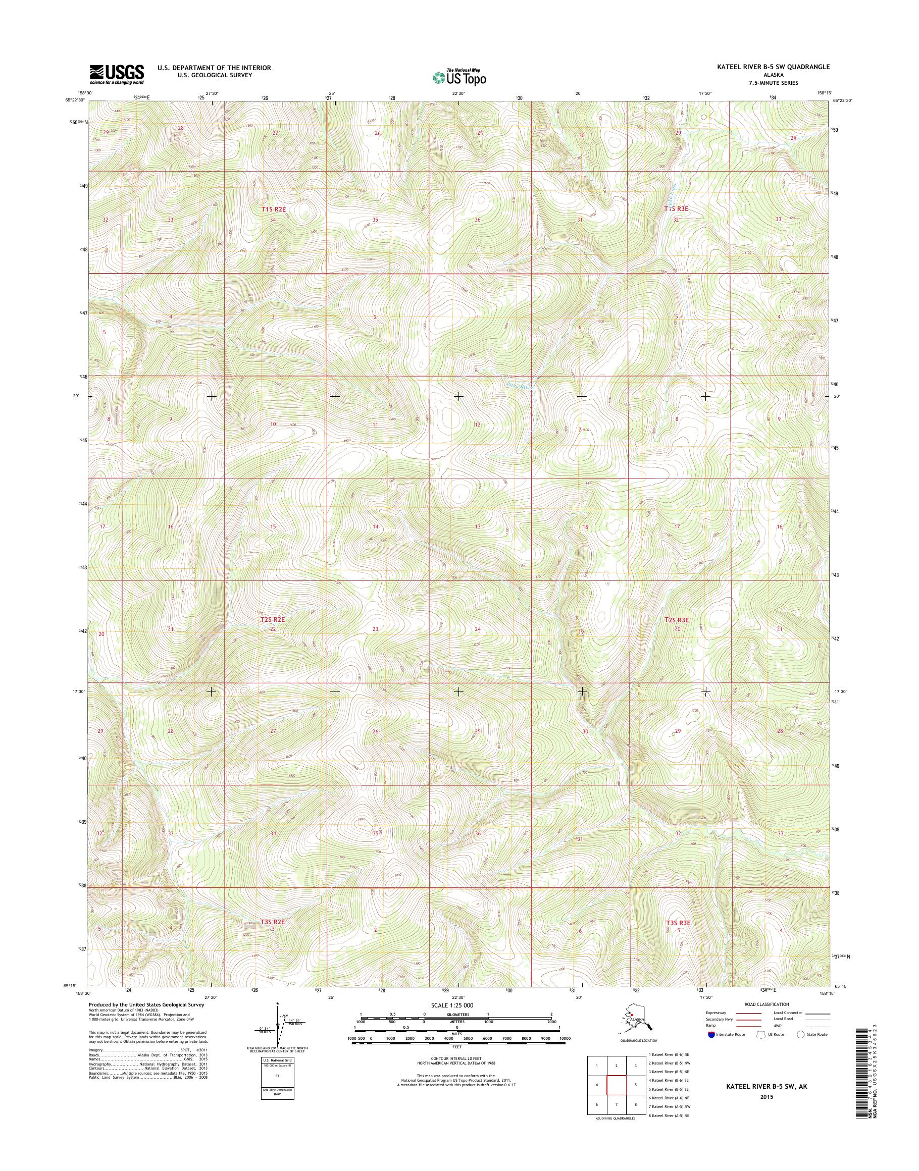 Kateel River B-5 SW Alaska US Topo Map – MyTopo Map Store