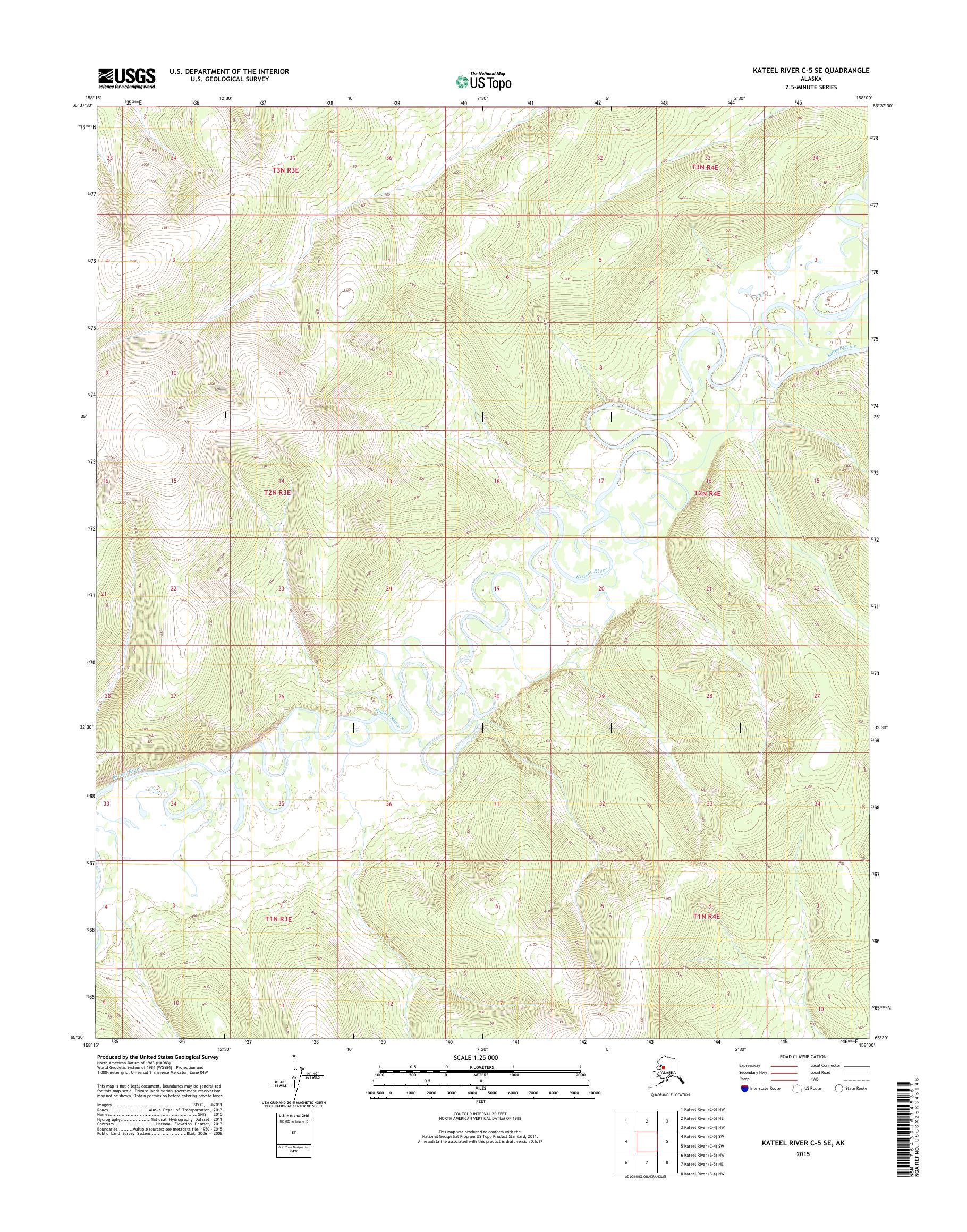 Kateel River C-5 SE Alaska US Topo Map – MyTopo Map Store