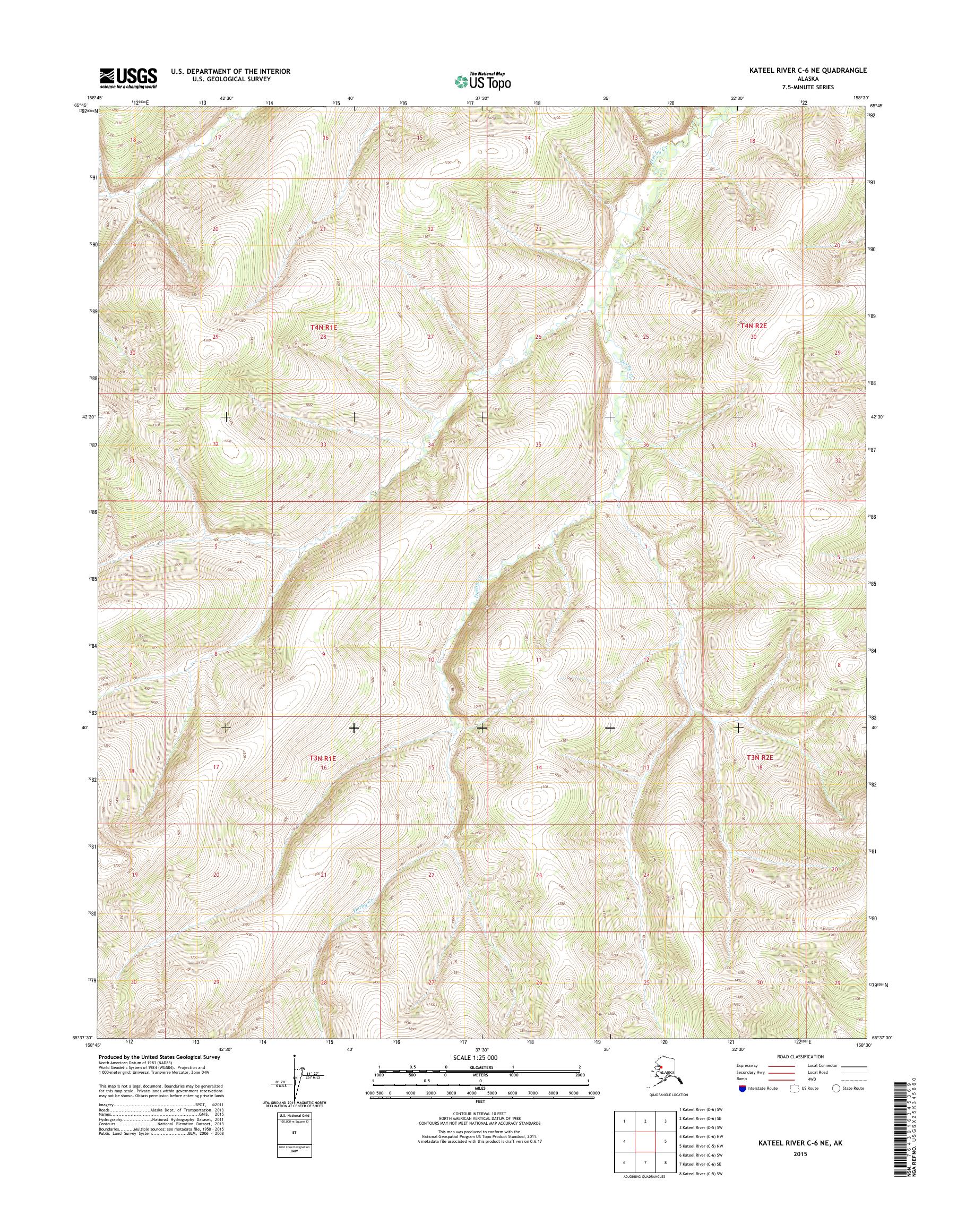 Kateel River C-6 NE Alaska US Topo Map – MyTopo Map Store