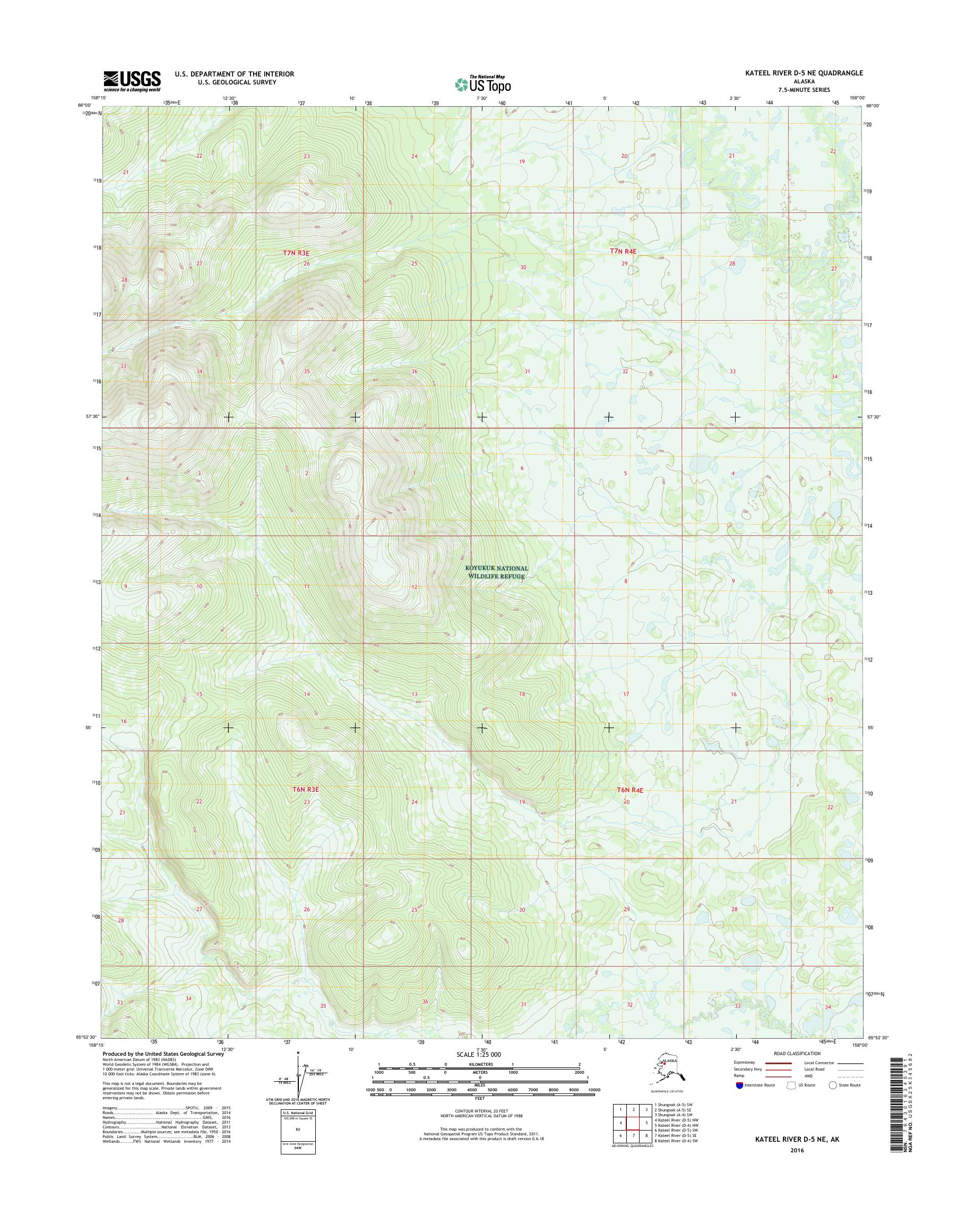 Kateel River D-5 NE Alaska US Topo Map – MyTopo Map Store