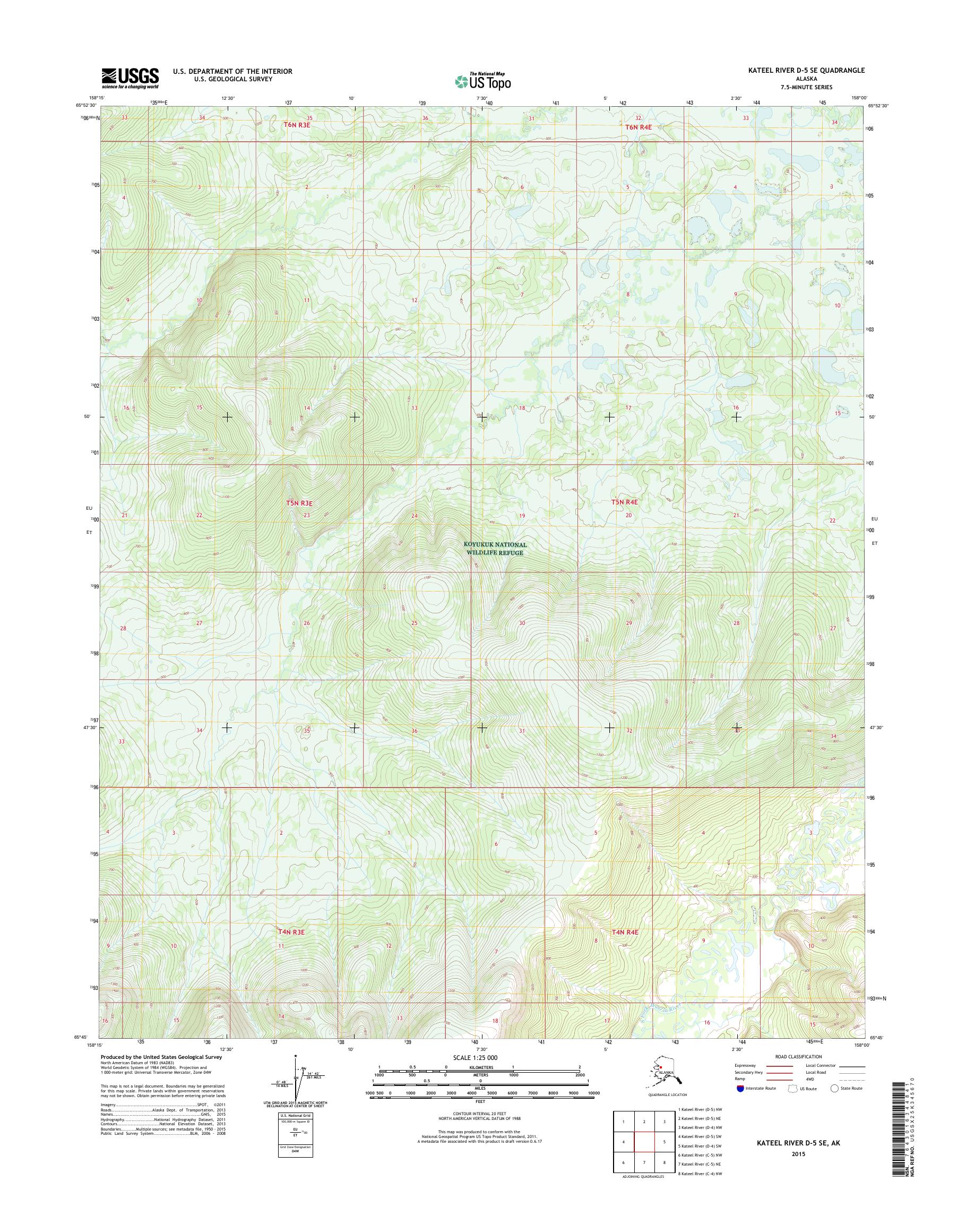 Kateel River D-5 SE Alaska US Topo Map – MyTopo Map Store