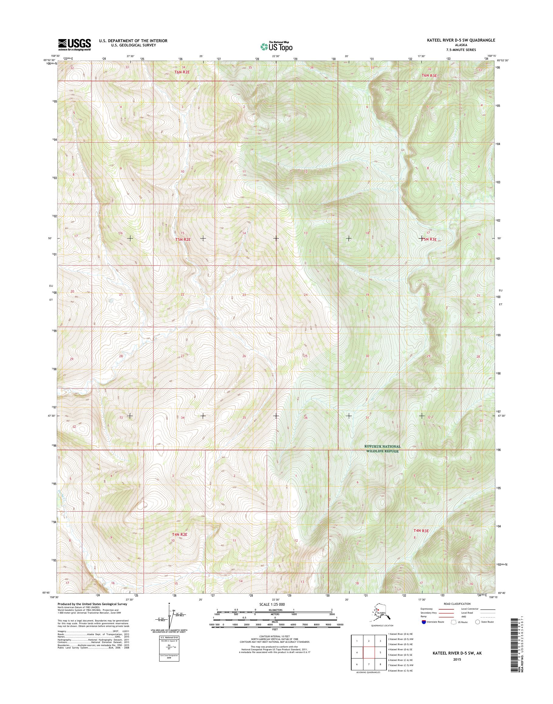 Kateel River D-5 SW Alaska US Topo Map – MyTopo Map Store