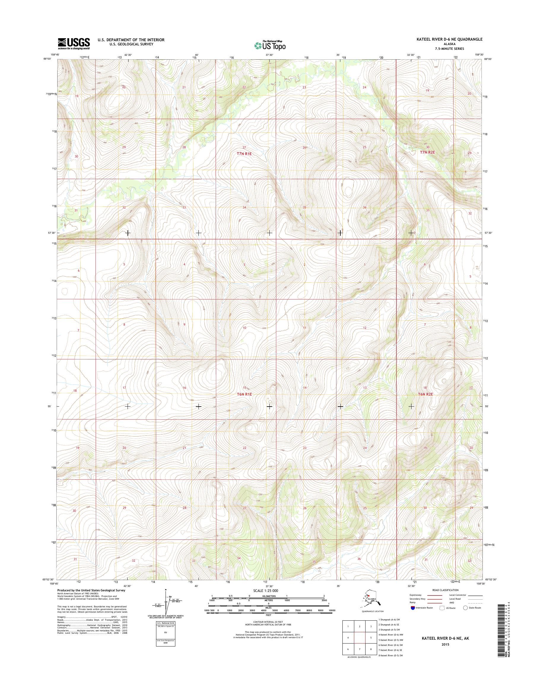 Kateel River D-6 NE Alaska US Topo Map – MyTopo Map Store