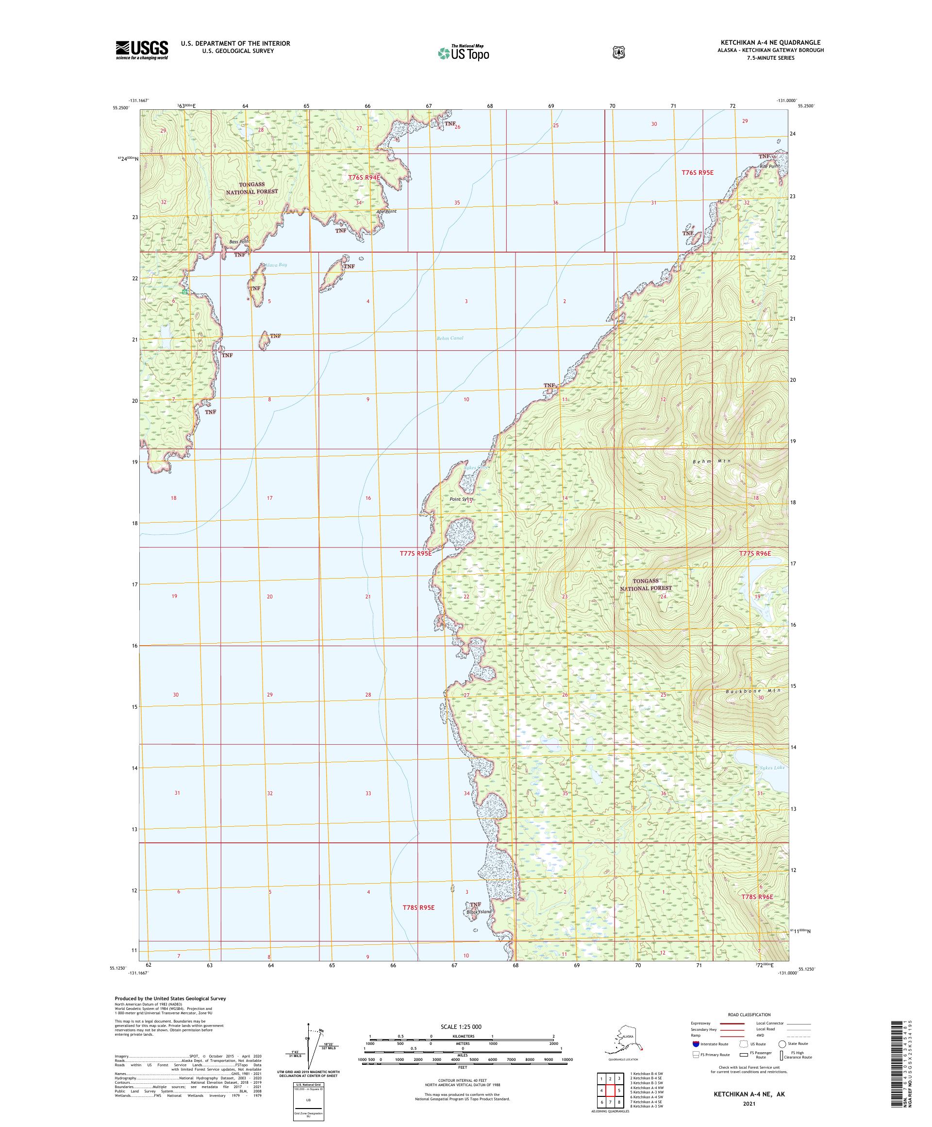 Ketchikan A-4 NE Alaska US Topo Map – MyTopo Map Store