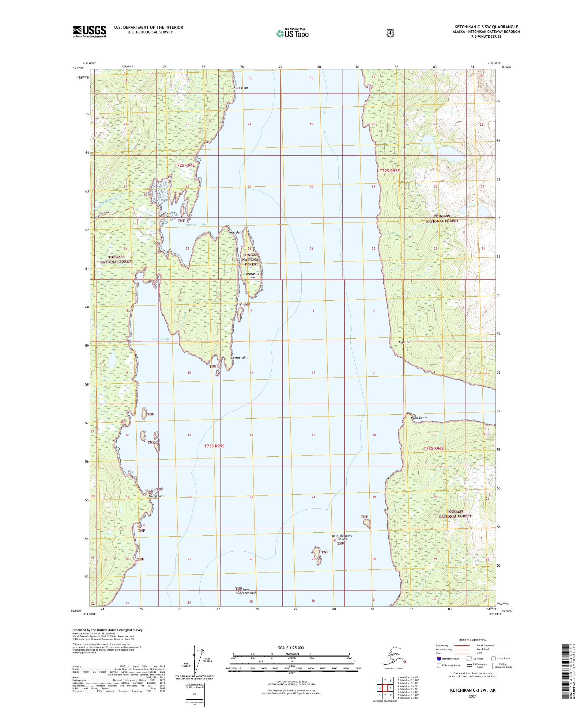 Ketchikan C-3 SW Alaska US Topo Map – MyTopo Map Store
