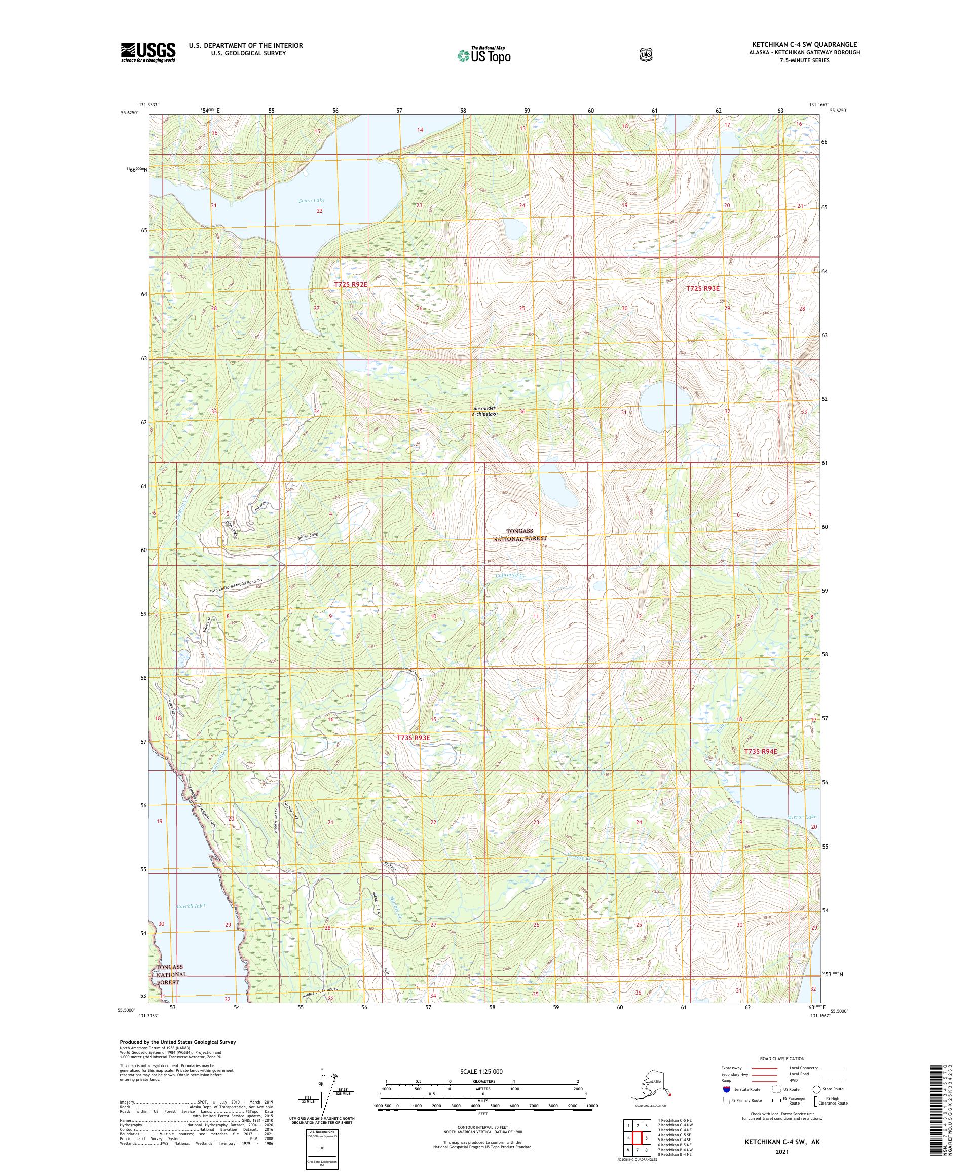 Ketchikan C-4 SW Alaska US Topo Map – MyTopo Map Store