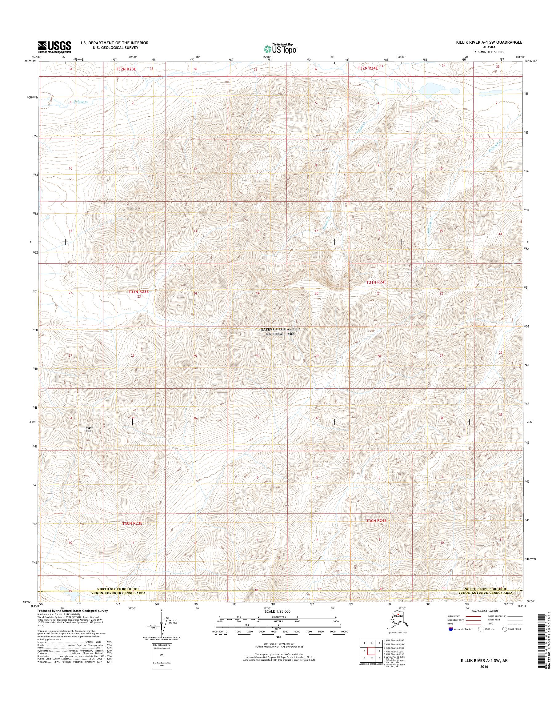 Killik River A-1 SW Alaska US Topo Map – MyTopo Map Store