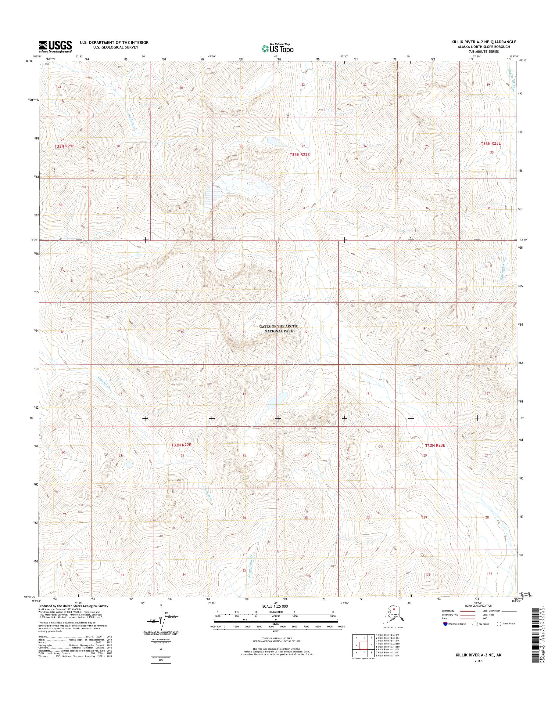 Killik River A-2 NE Alaska US Topo Map – MyTopo Map Store