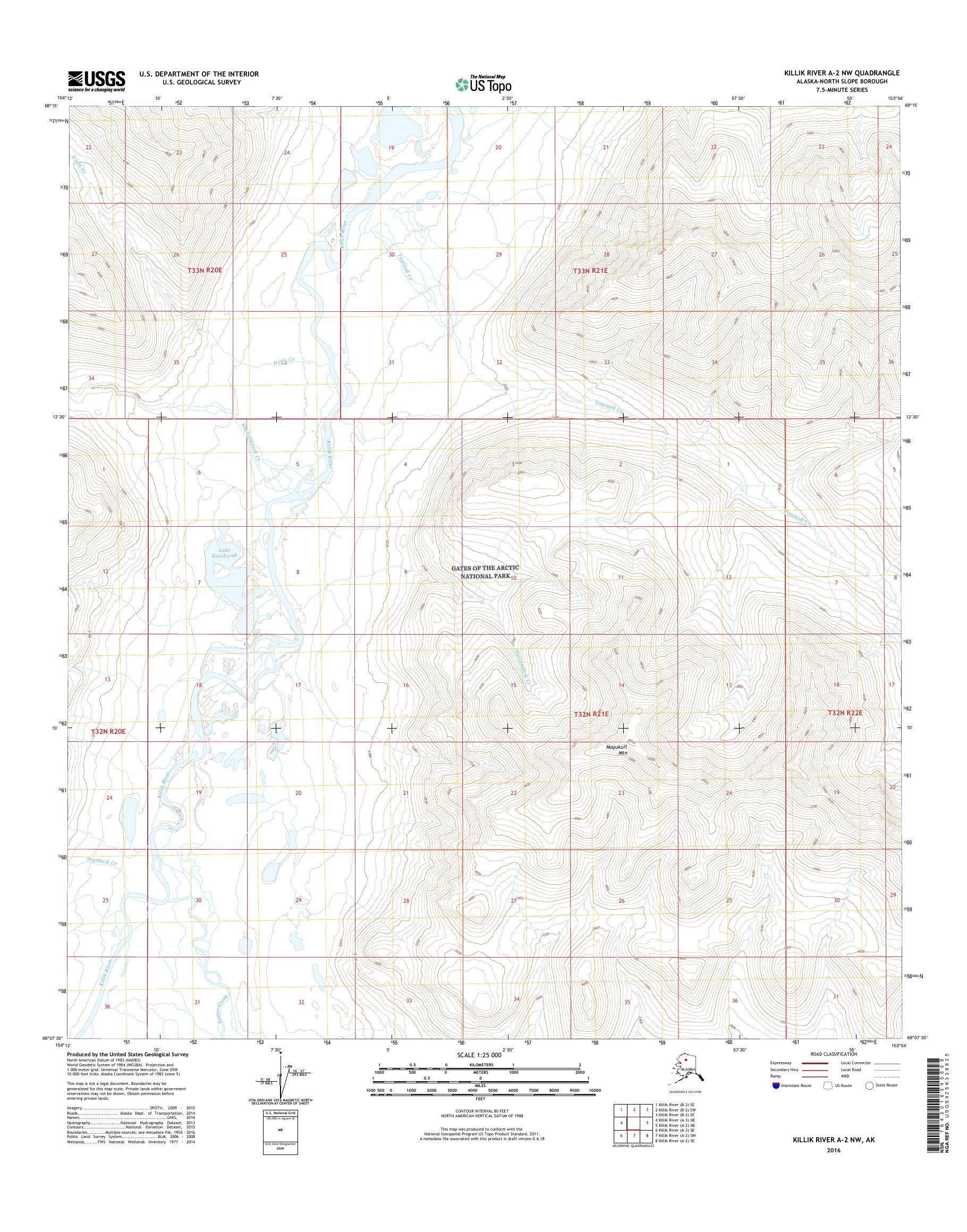Killik River A-2 NW Alaska US Topo Map – MyTopo Map Store