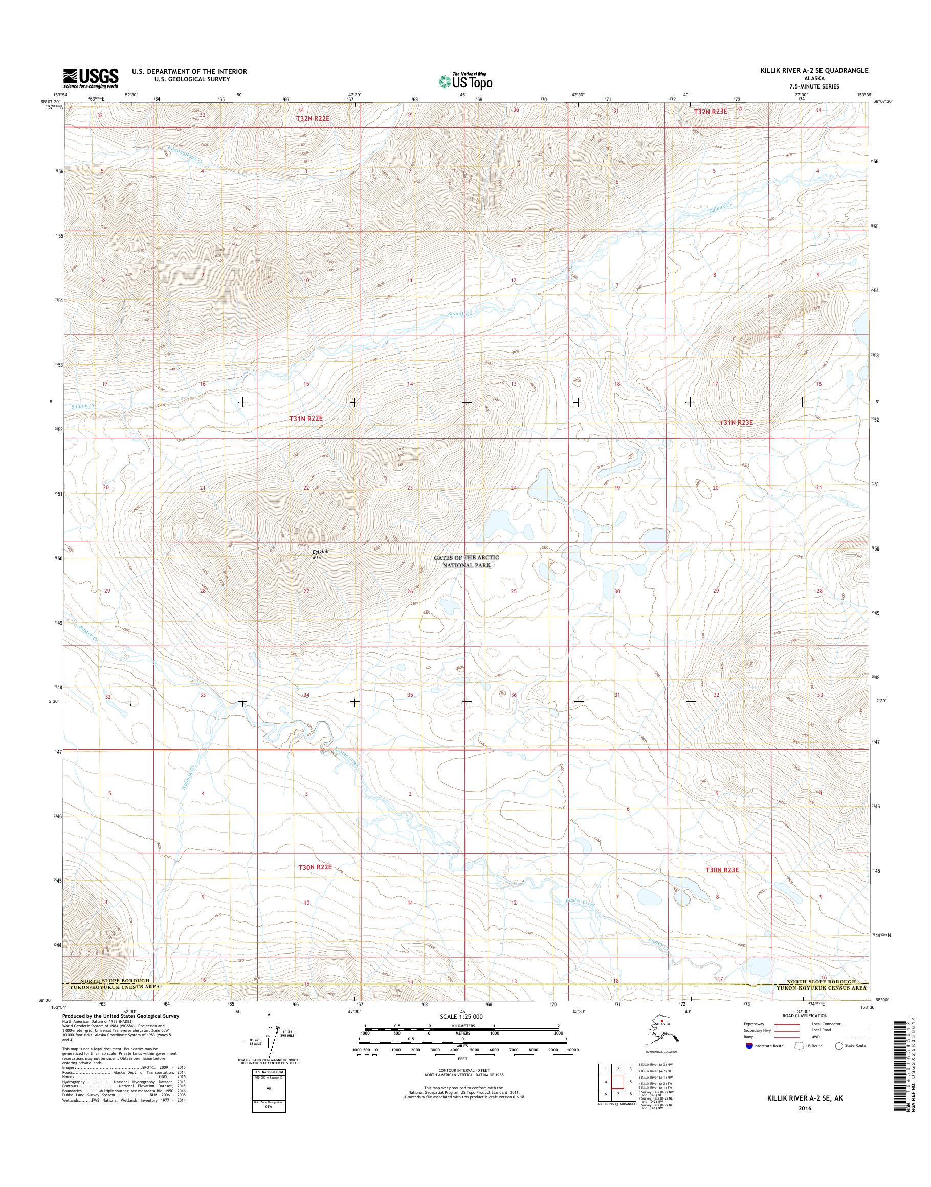 Killik River A-2 SE Alaska US Topo Map – MyTopo Map Store