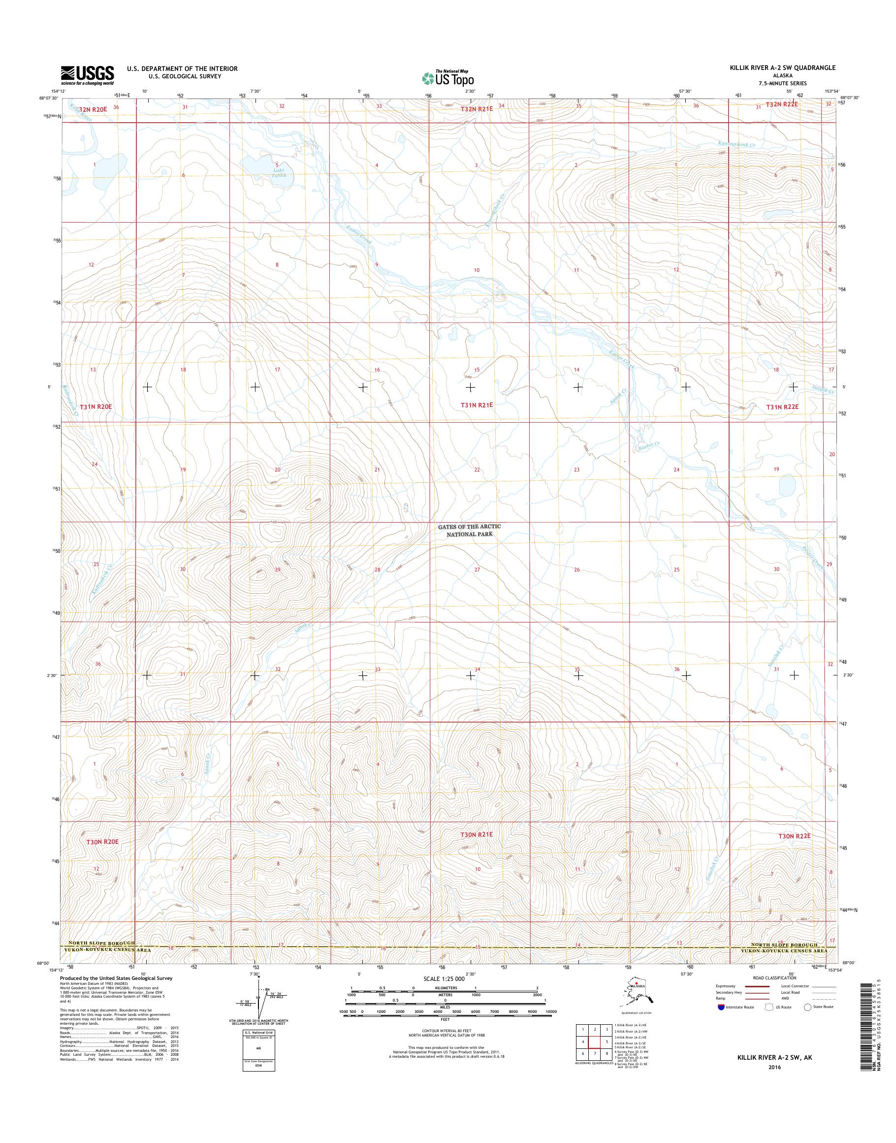 Killik River A-2 SW Alaska US Topo Map – MyTopo Map Store