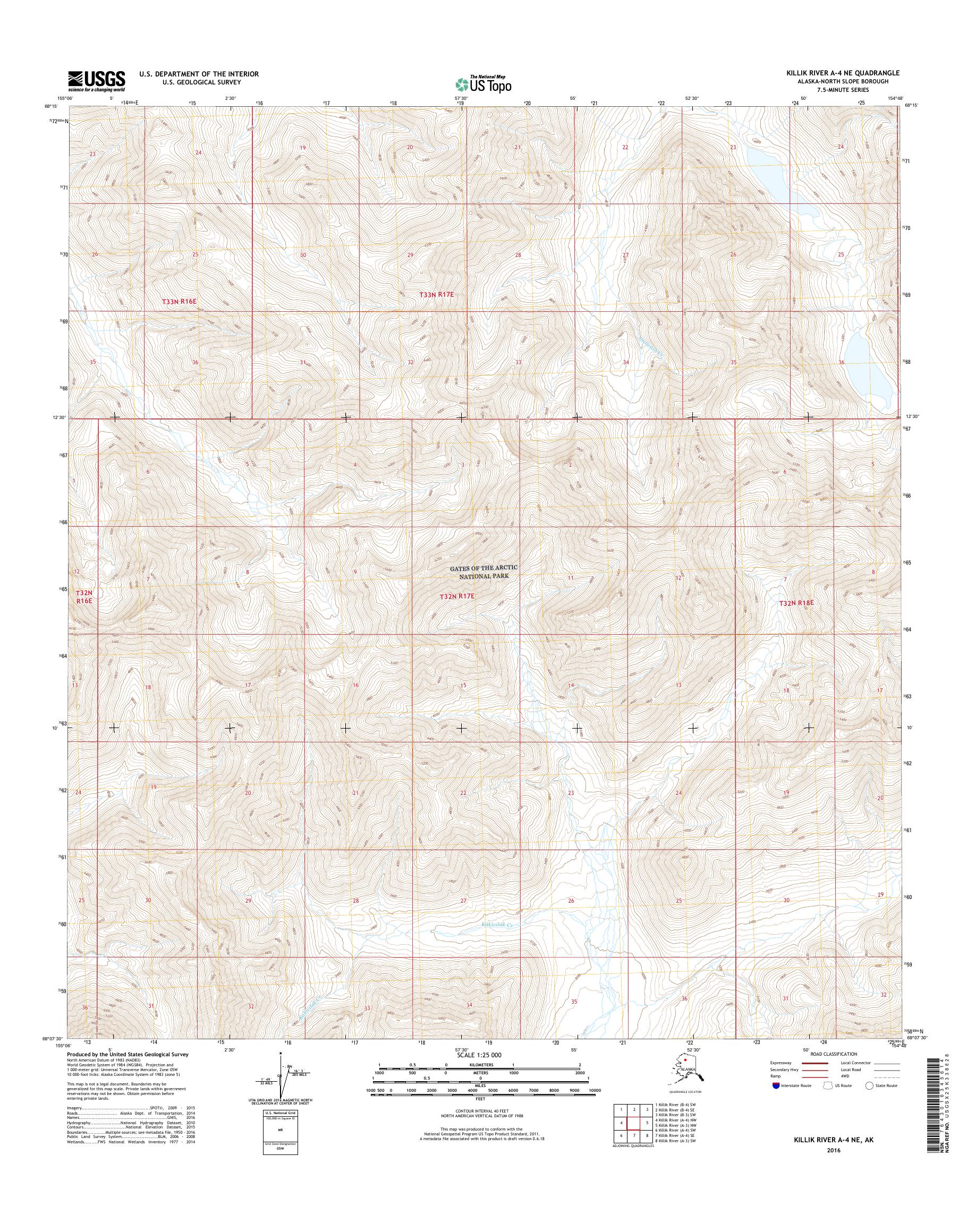 Killik River A-4 NE Alaska US Topo Map – MyTopo Map Store