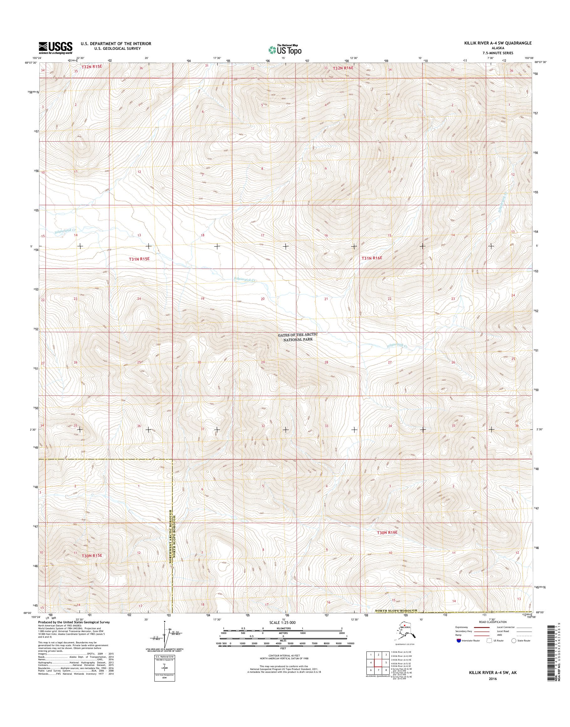 Killik River A-4 SW Alaska US Topo Map – MyTopo Map Store