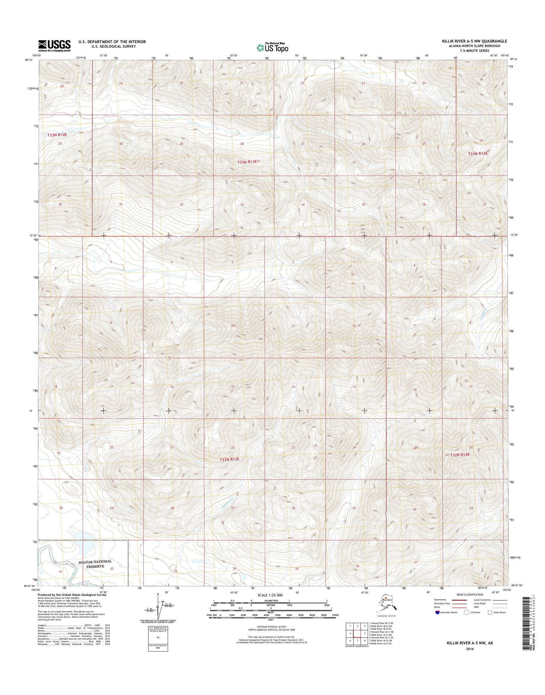 Killik River A-5 NW Alaska US Topo Map – MyTopo Map Store