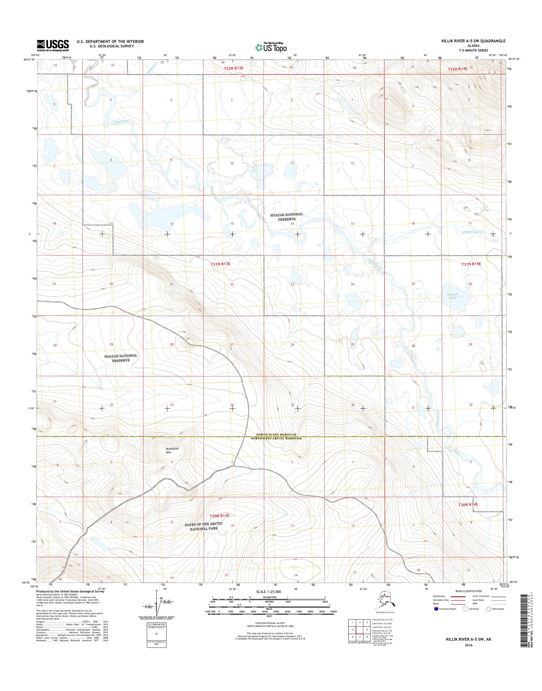 Killik River A-5 SW Alaska US Topo Map – MyTopo Map Store