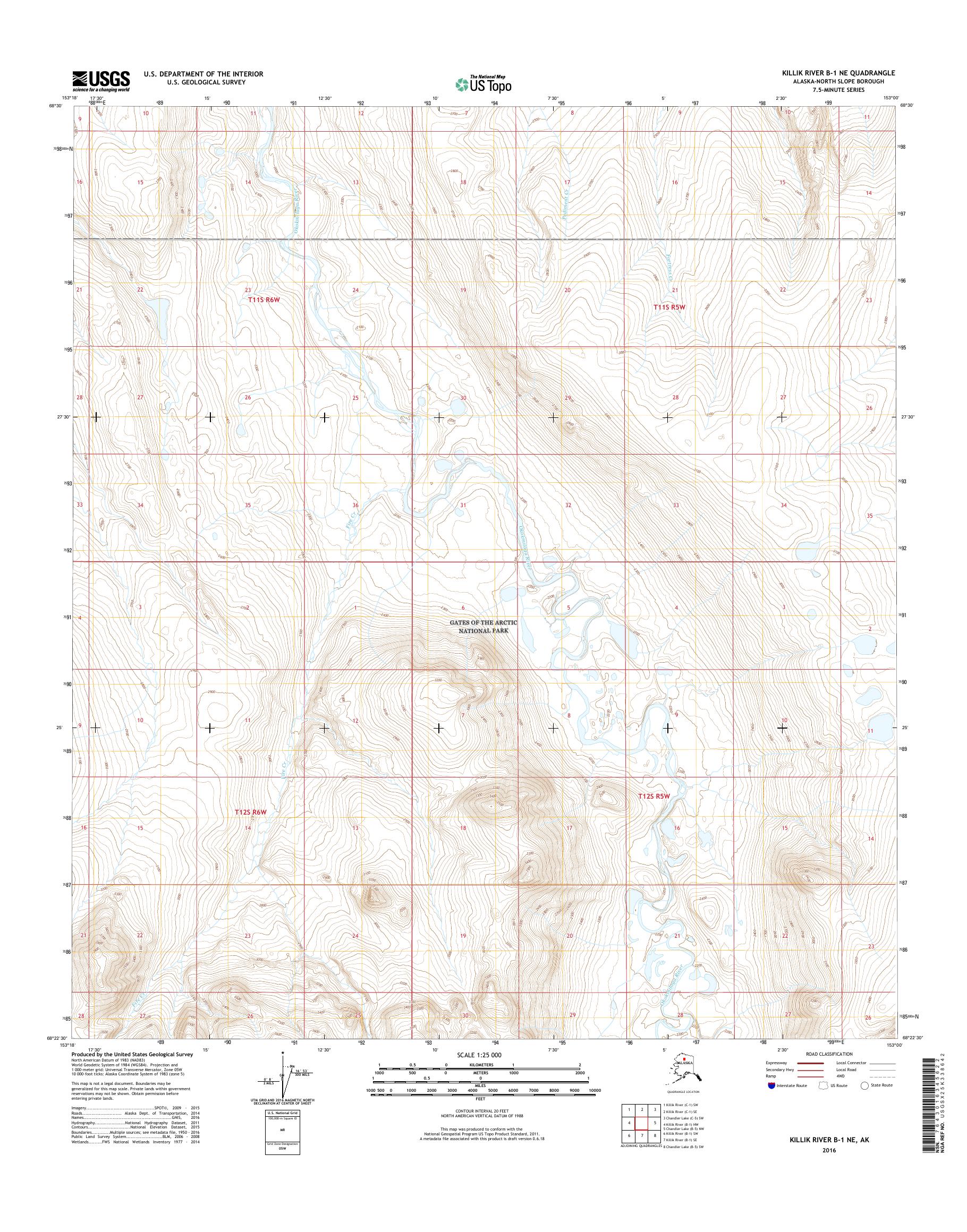 Killik River B-1 NE Alaska US Topo Map – MyTopo Map Store