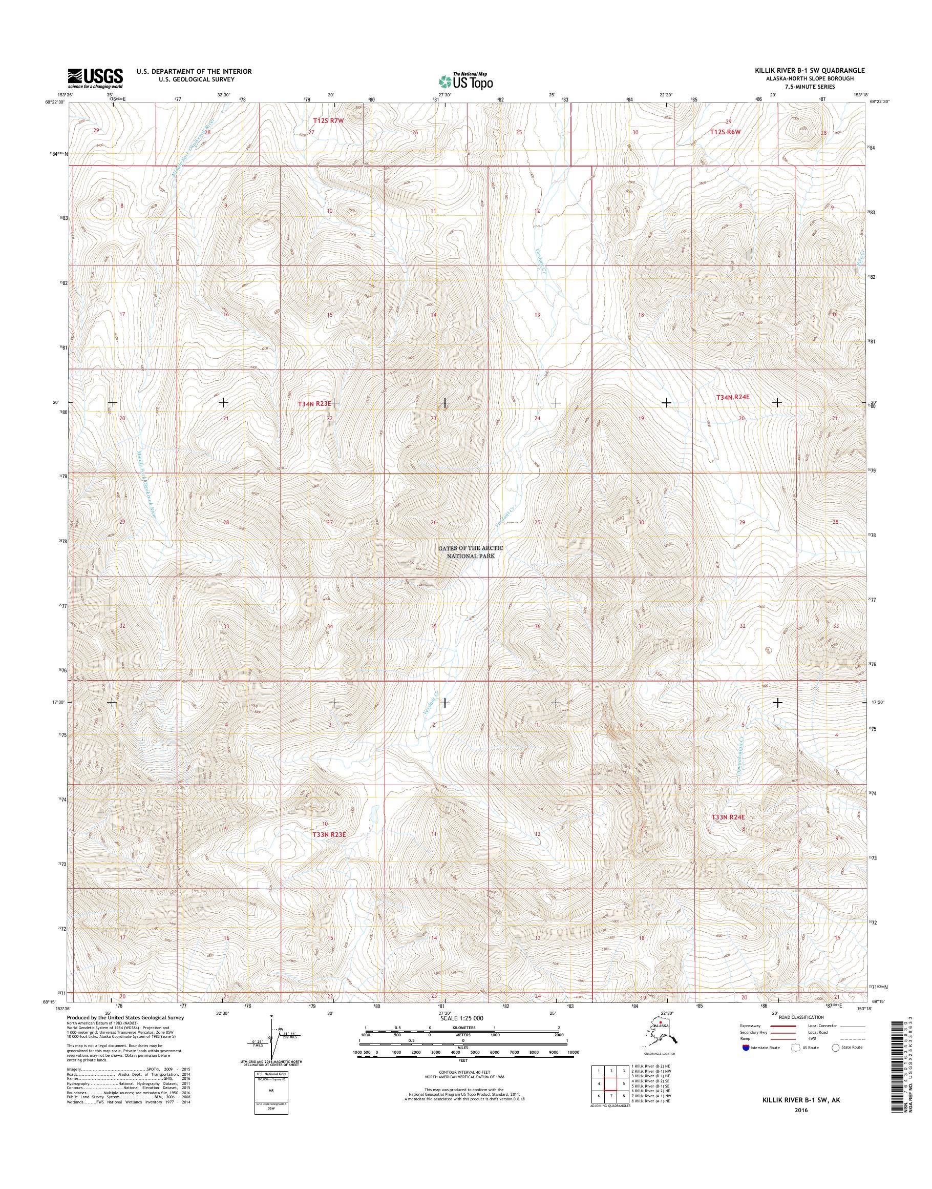 Killik River B-1 SW Alaska US Topo Map – MyTopo Map Store