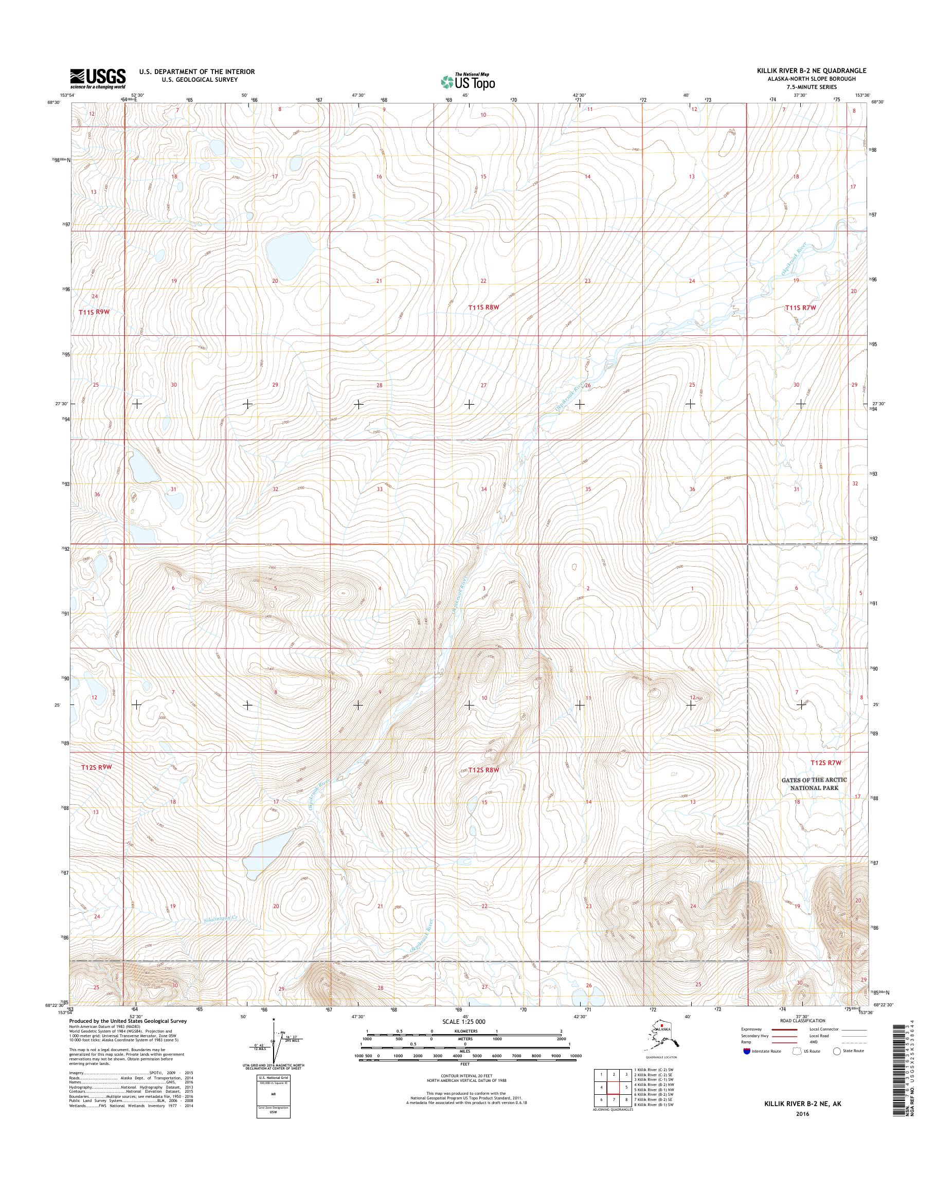 Killik River B-2 NE Alaska US Topo Map – MyTopo Map Store