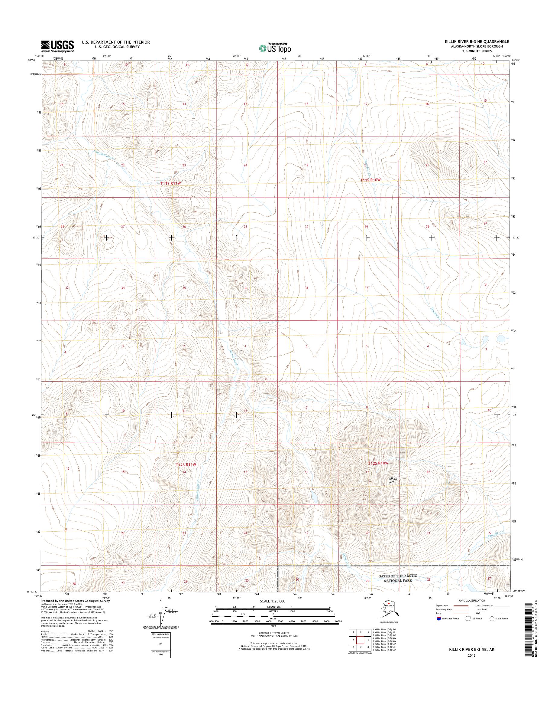 Killik River B-3 NE Alaska US Topo Map – MyTopo Map Store