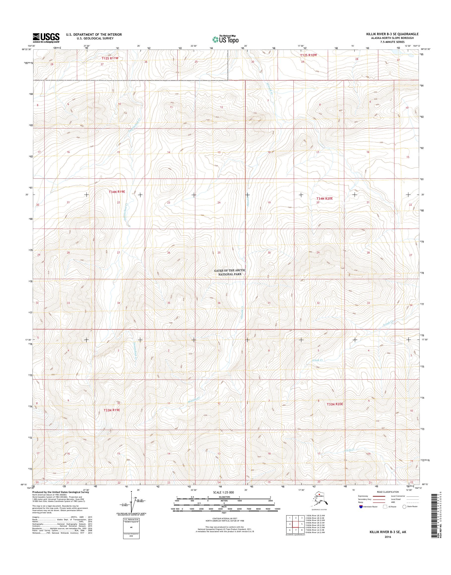 Killik River B-3 SE Alaska US Topo Map – MyTopo Map Store