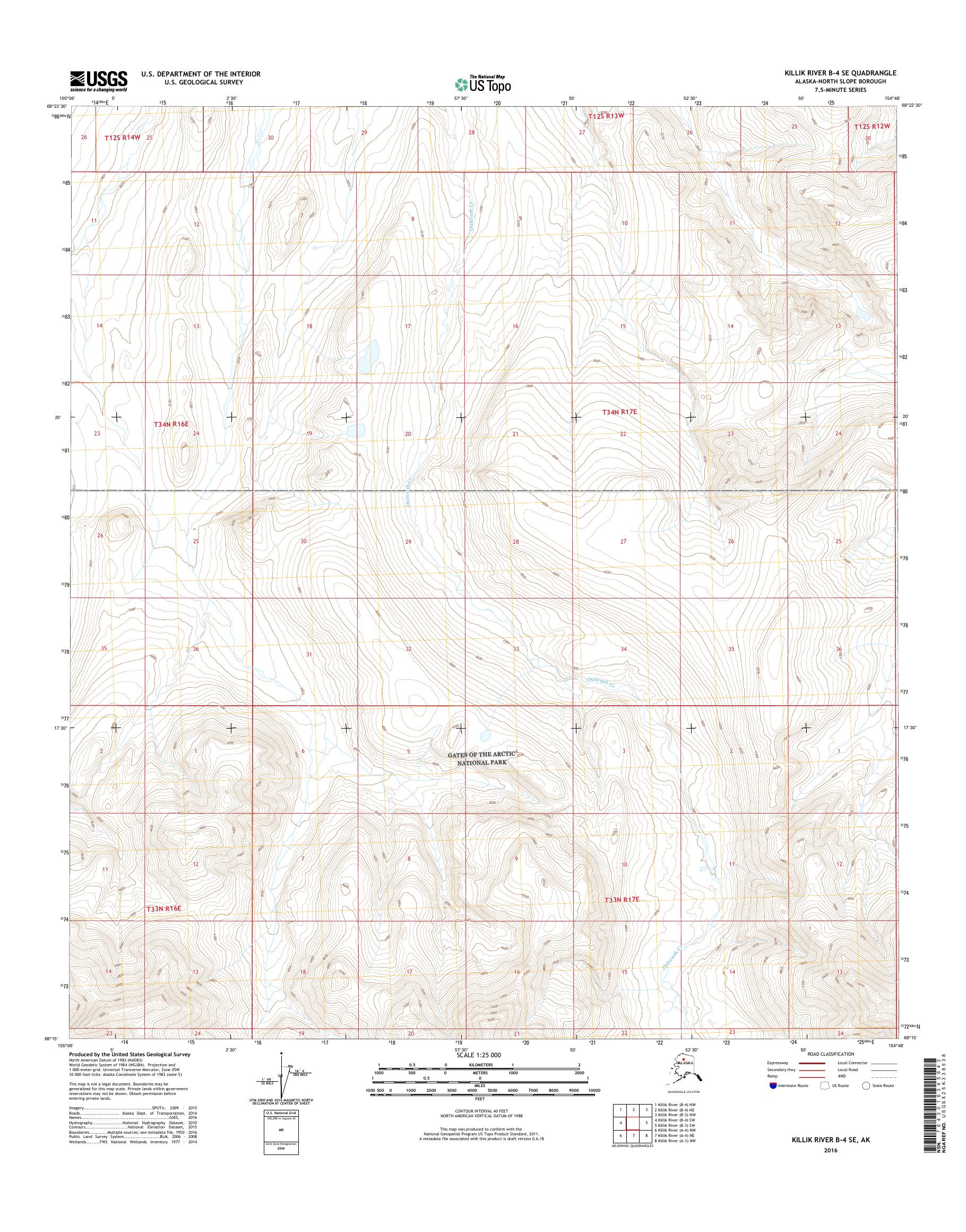 Killik River B-4 SE Alaska US Topo Map – MyTopo Map Store