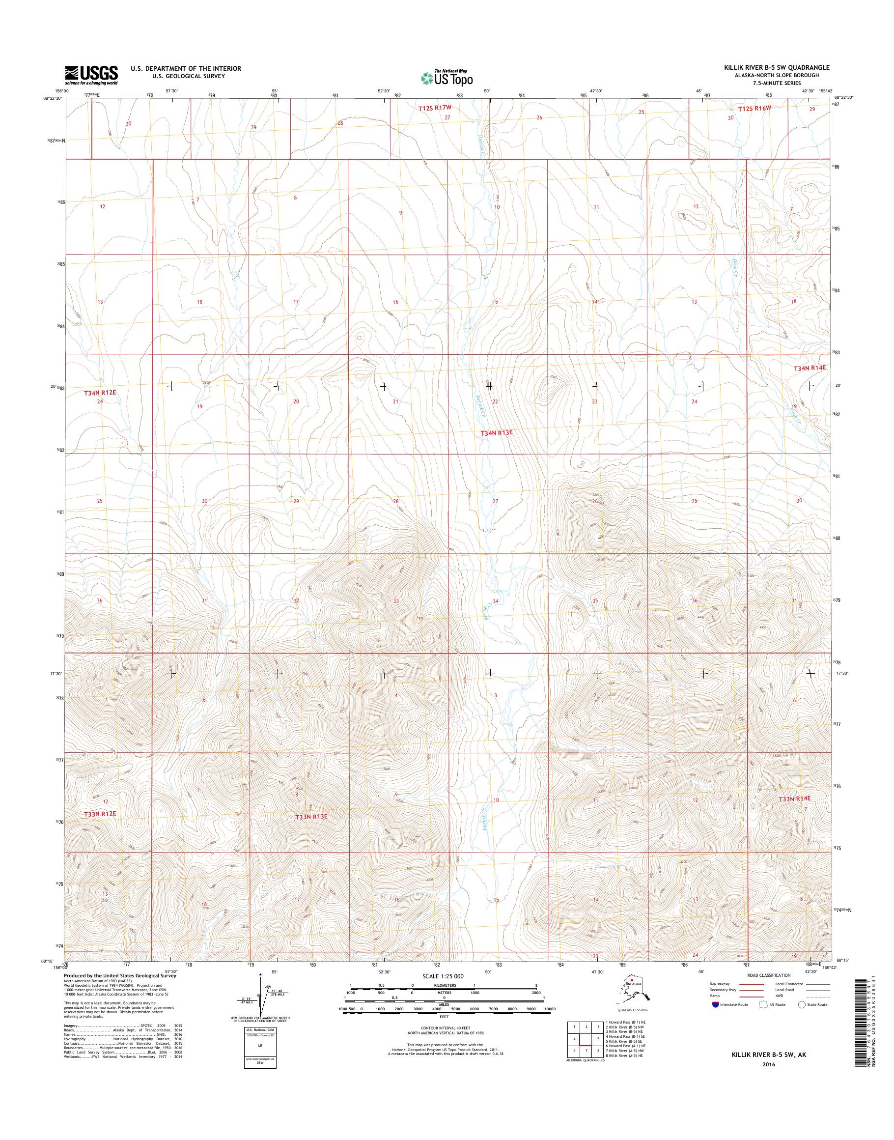 Killik River B-5 SW Alaska US Topo Map – MyTopo Map Store