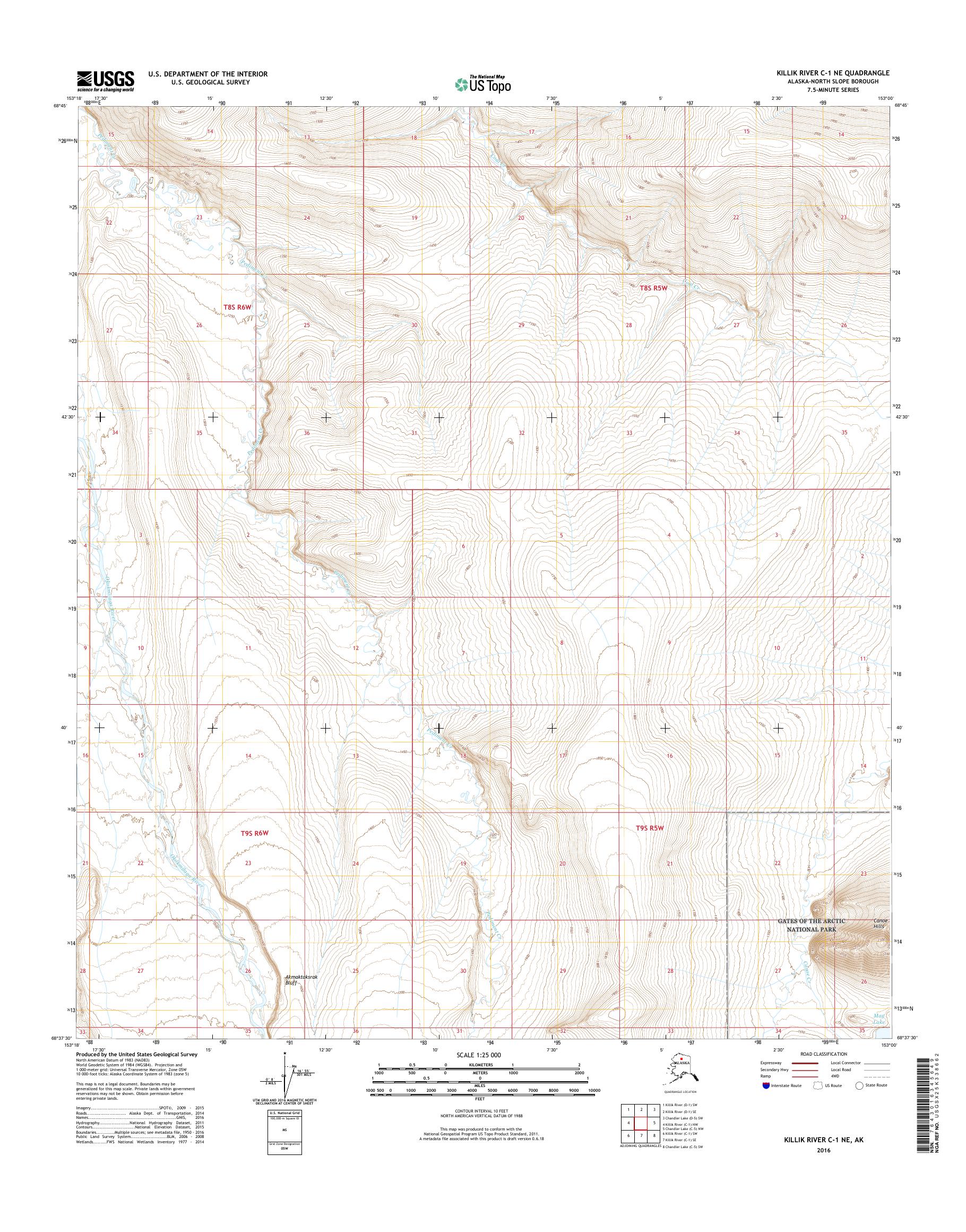 Killik River C-1 NE Alaska US Topo Map – MyTopo Map Store