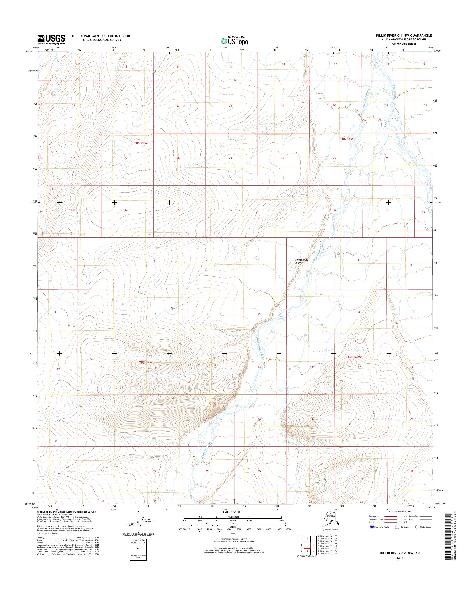 Killik River C-1 NW Alaska US Topo Map – MyTopo Map Store
