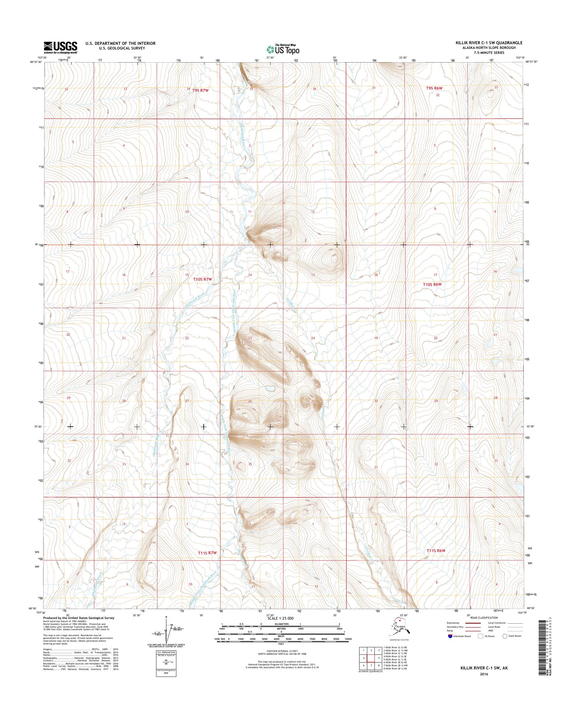 Killik River C-1 SW Alaska US Topo Map – MyTopo Map Store