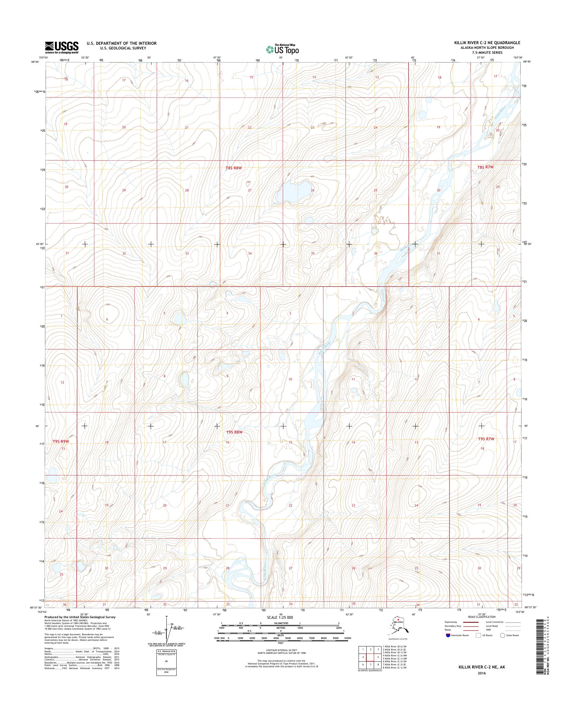 Killik River C-2 NE Alaska US Topo Map – MyTopo Map Store