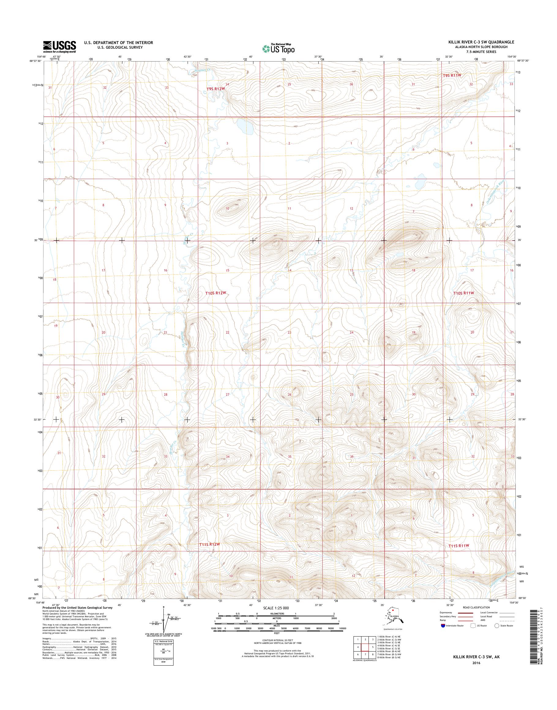 Killik River C-3 SW Alaska US Topo Map – MyTopo Map Store