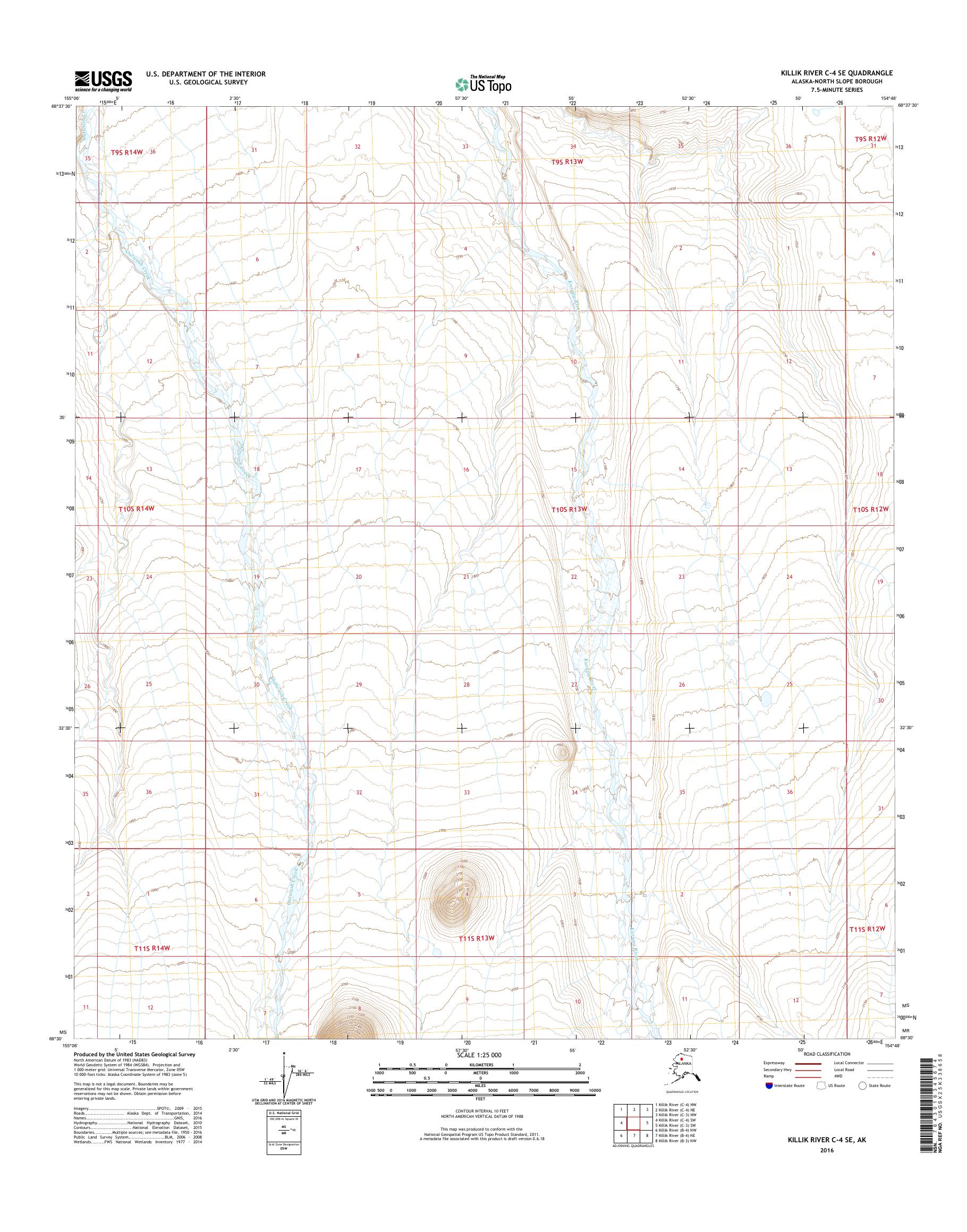 Killik River C-4 SE Alaska US Topo Map – MyTopo Map Store