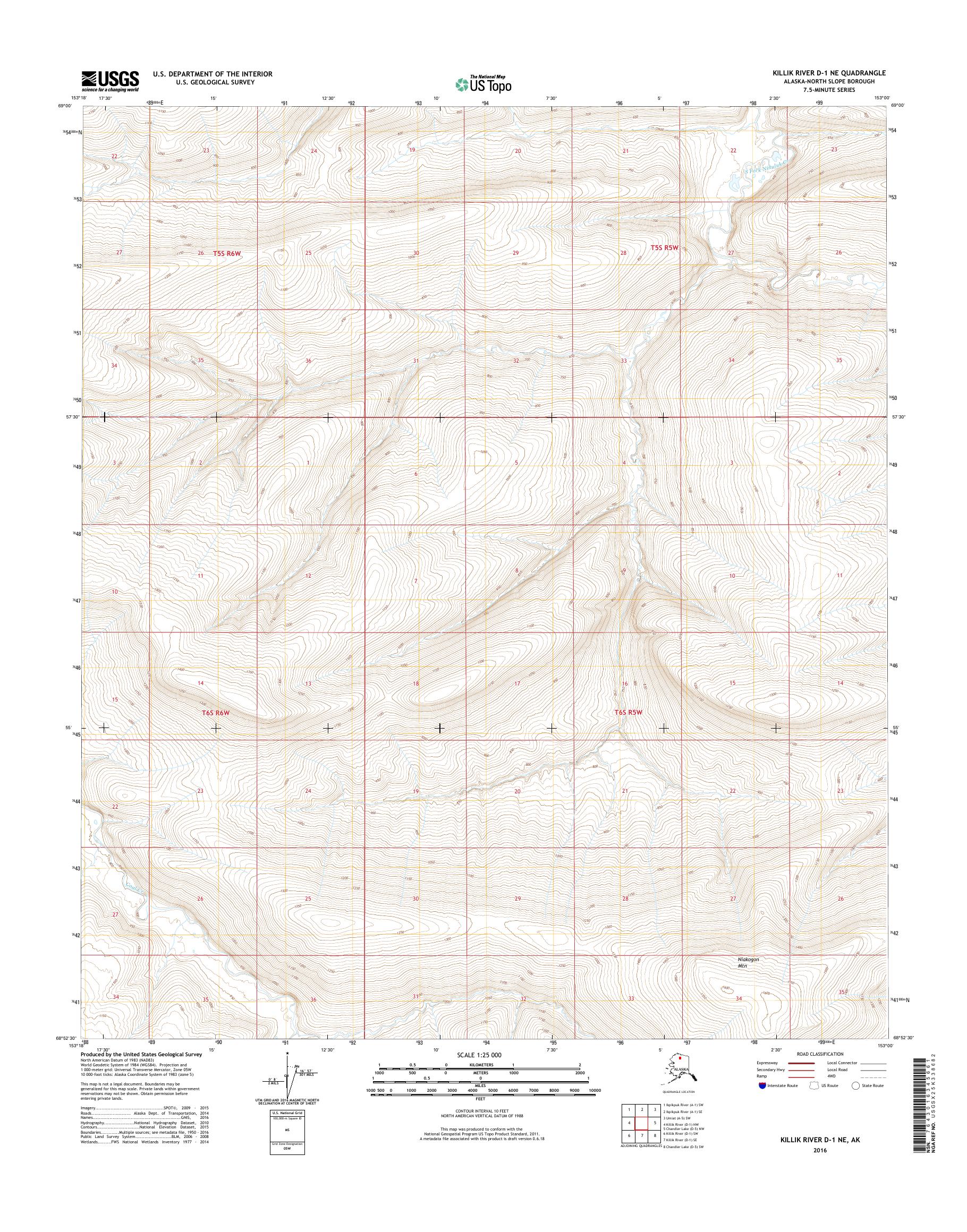 Killik River D-1 NE Alaska US Topo Map – MyTopo Map Store