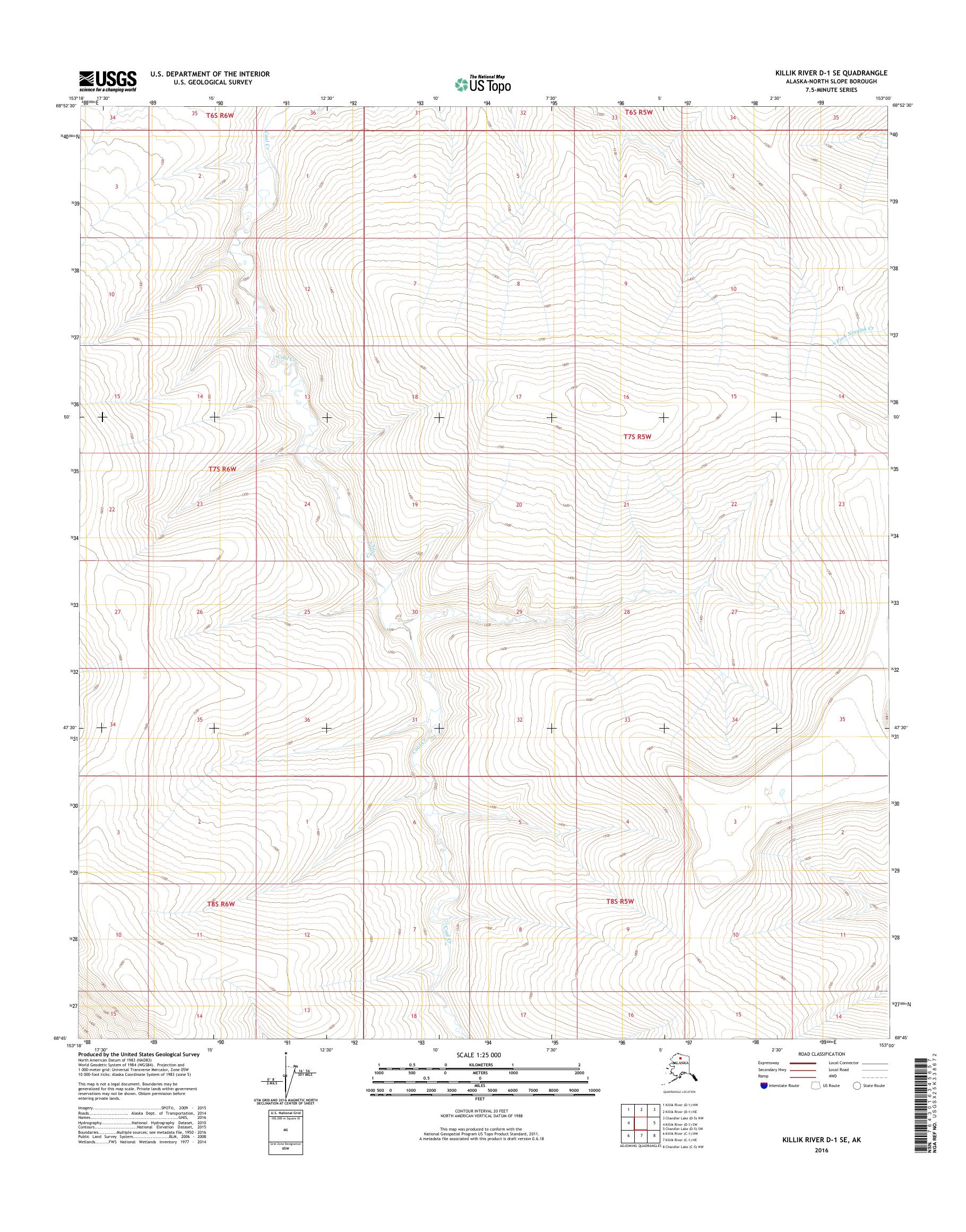 Killik River D-1 SE Alaska US Topo Map – MyTopo Map Store