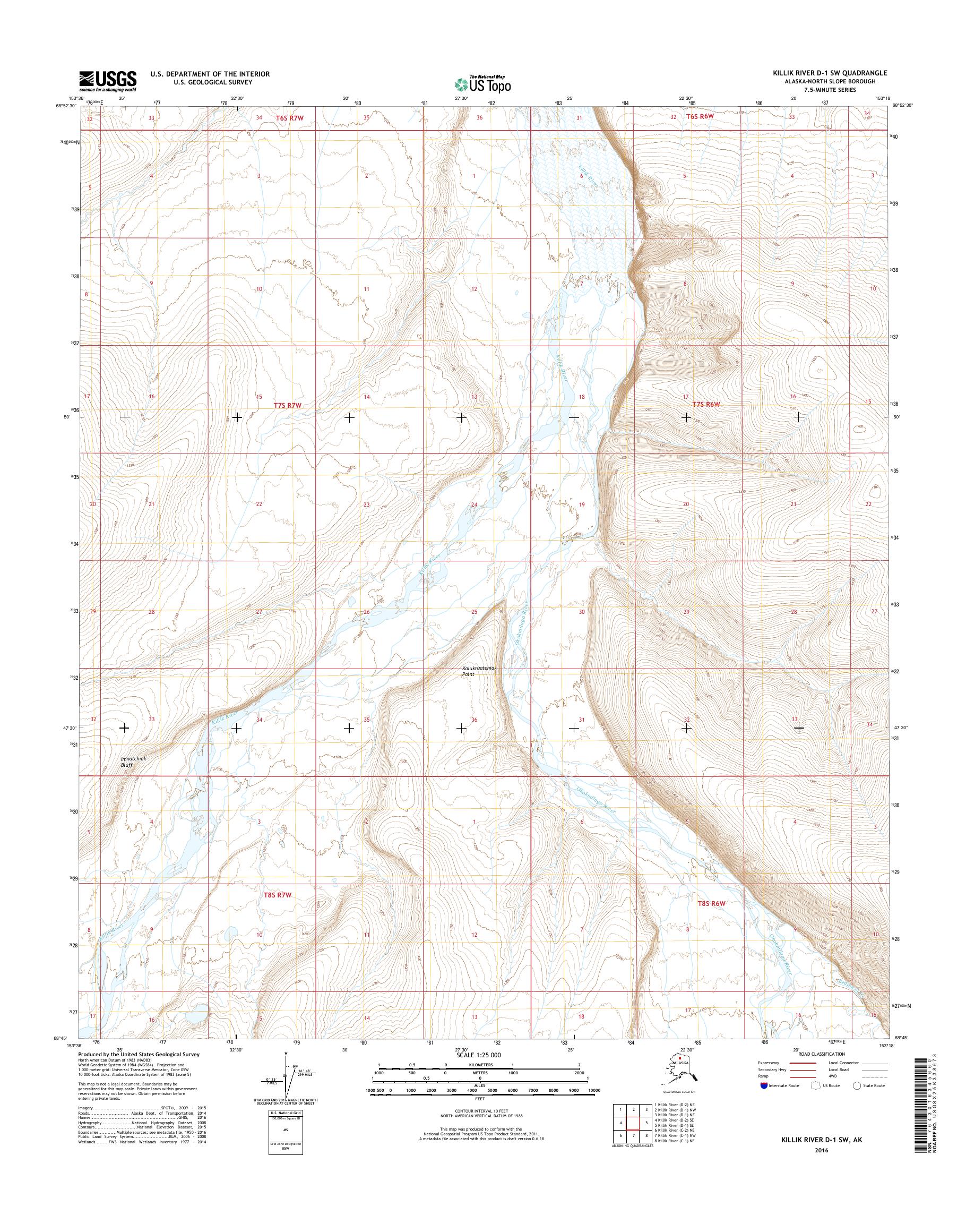 Killik River D-1 SW Alaska US Topo Map – MyTopo Map Store