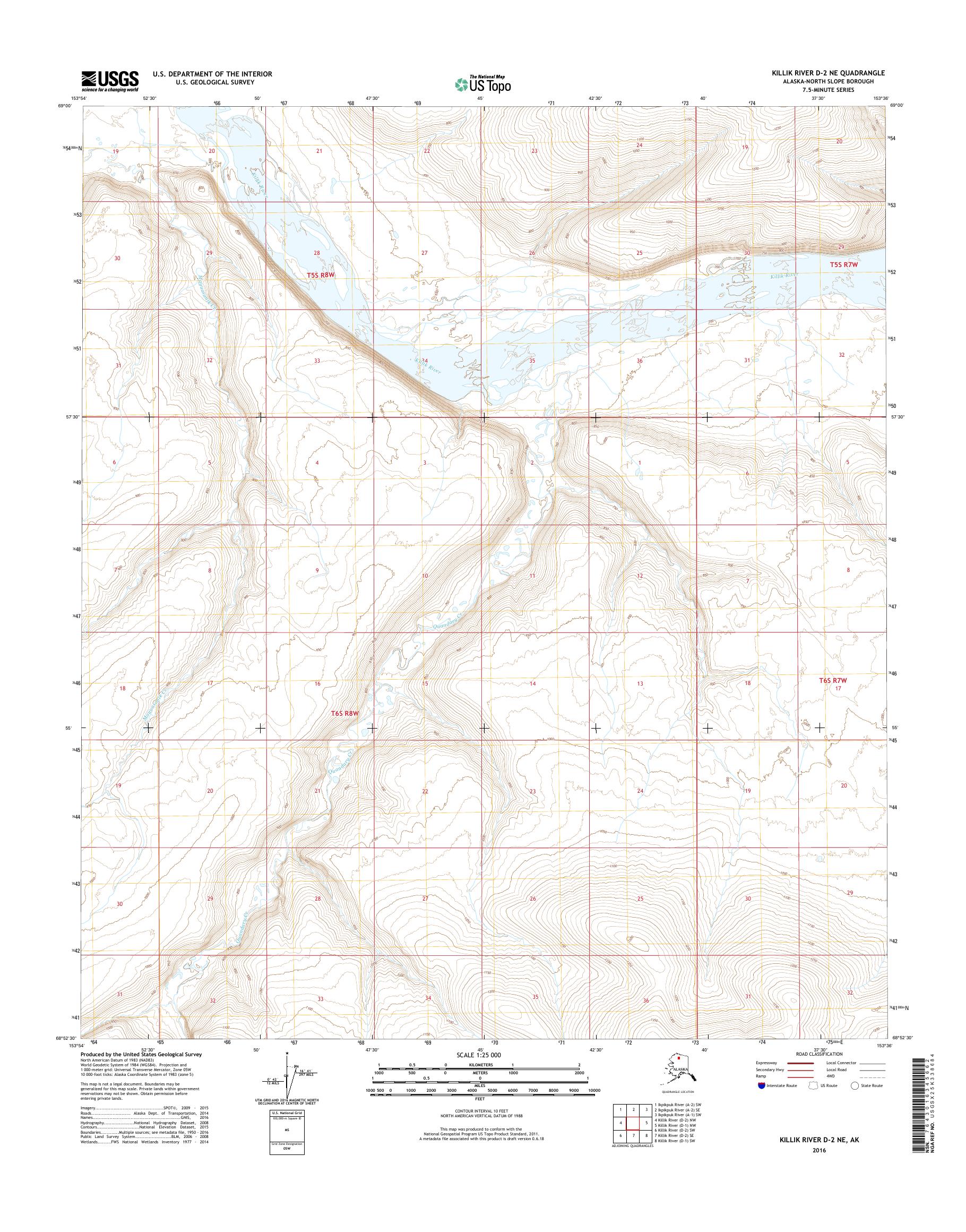Killik River D-2 NE Alaska US Topo Map – MyTopo Map Store
