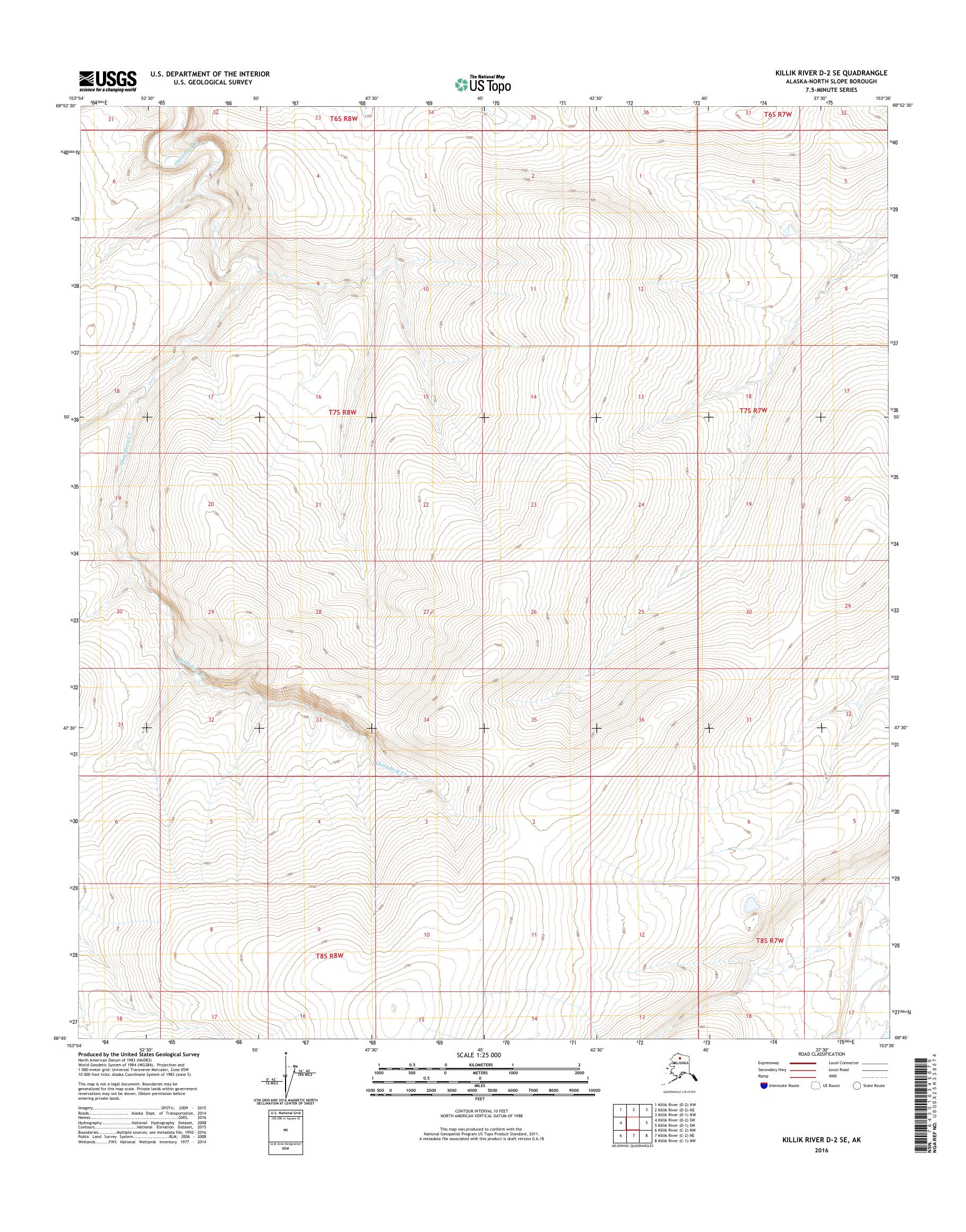 Killik River D-2 SE Alaska US Topo Map – MyTopo Map Store