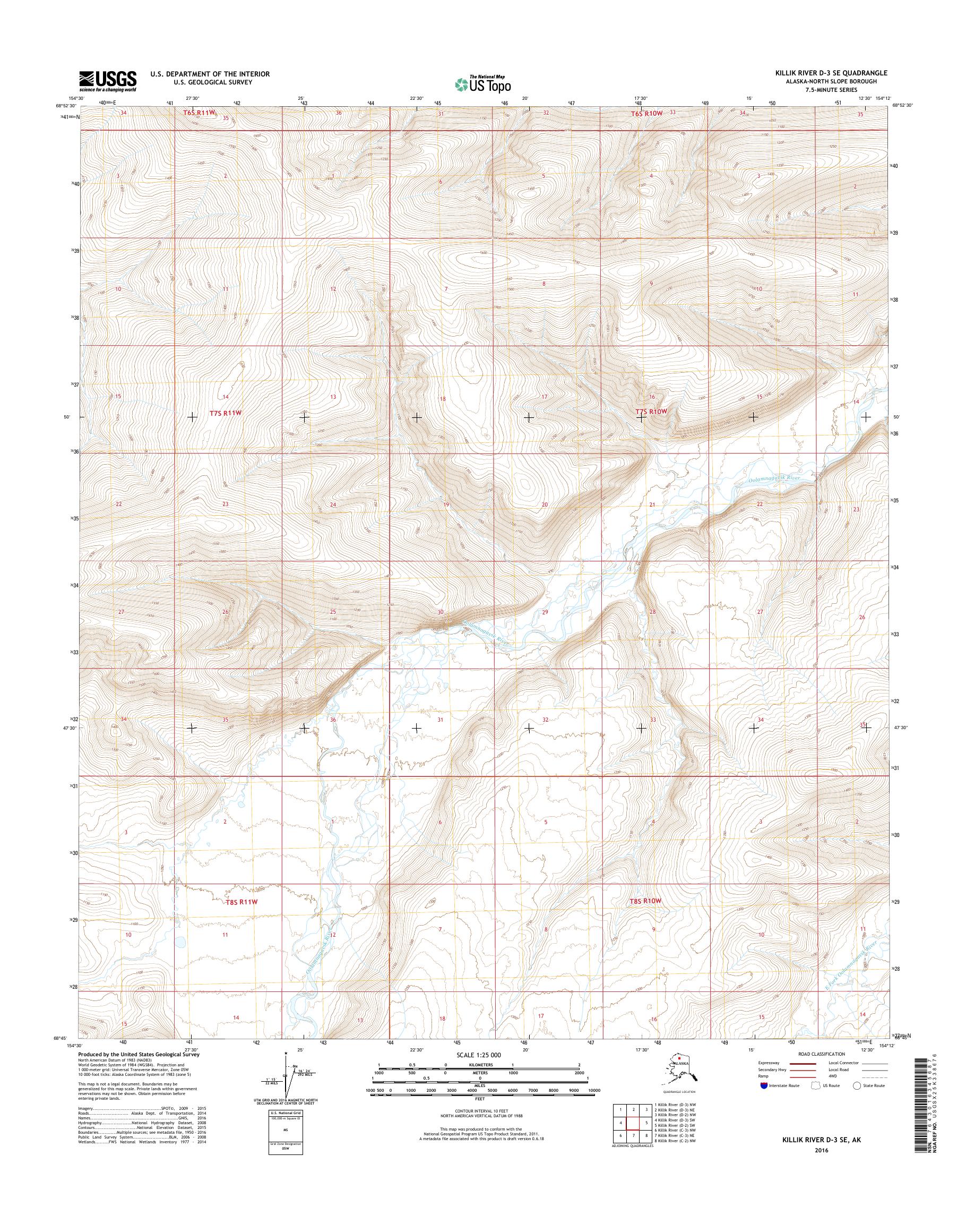 Killik River D-3 SE Alaska US Topo Map – MyTopo Map Store