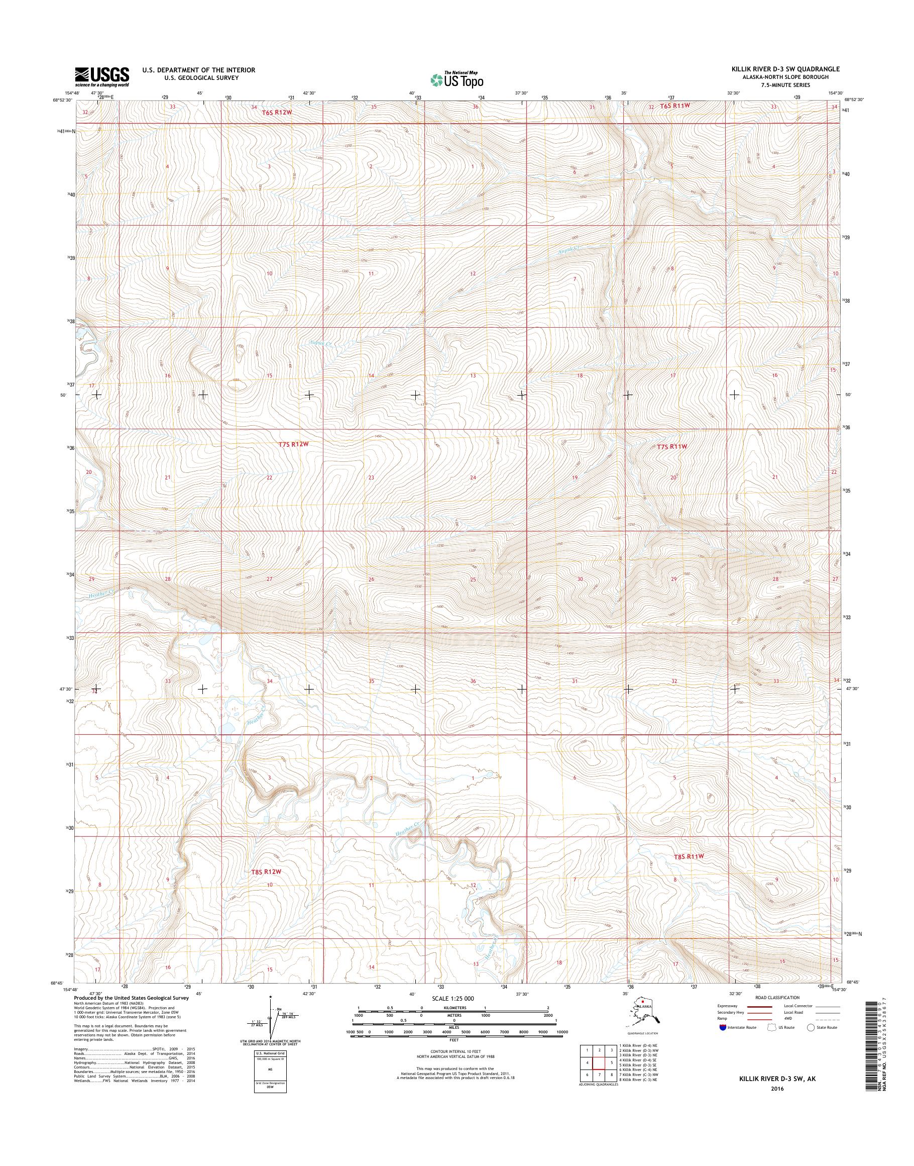 Killik River D-3 SW Alaska US Topo Map – MyTopo Map Store