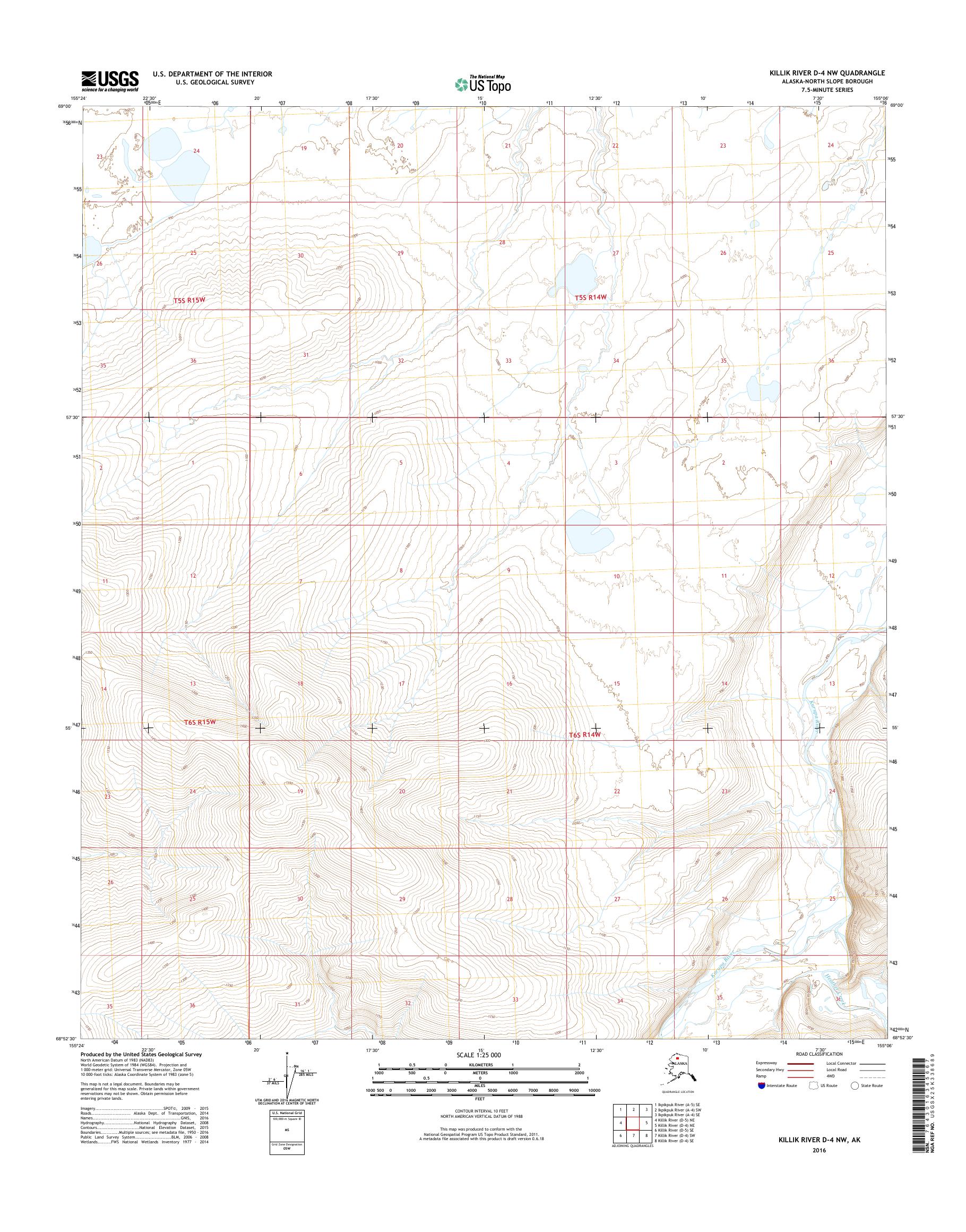 Killik River D-4 NW Alaska US Topo Map – MyTopo Map Store