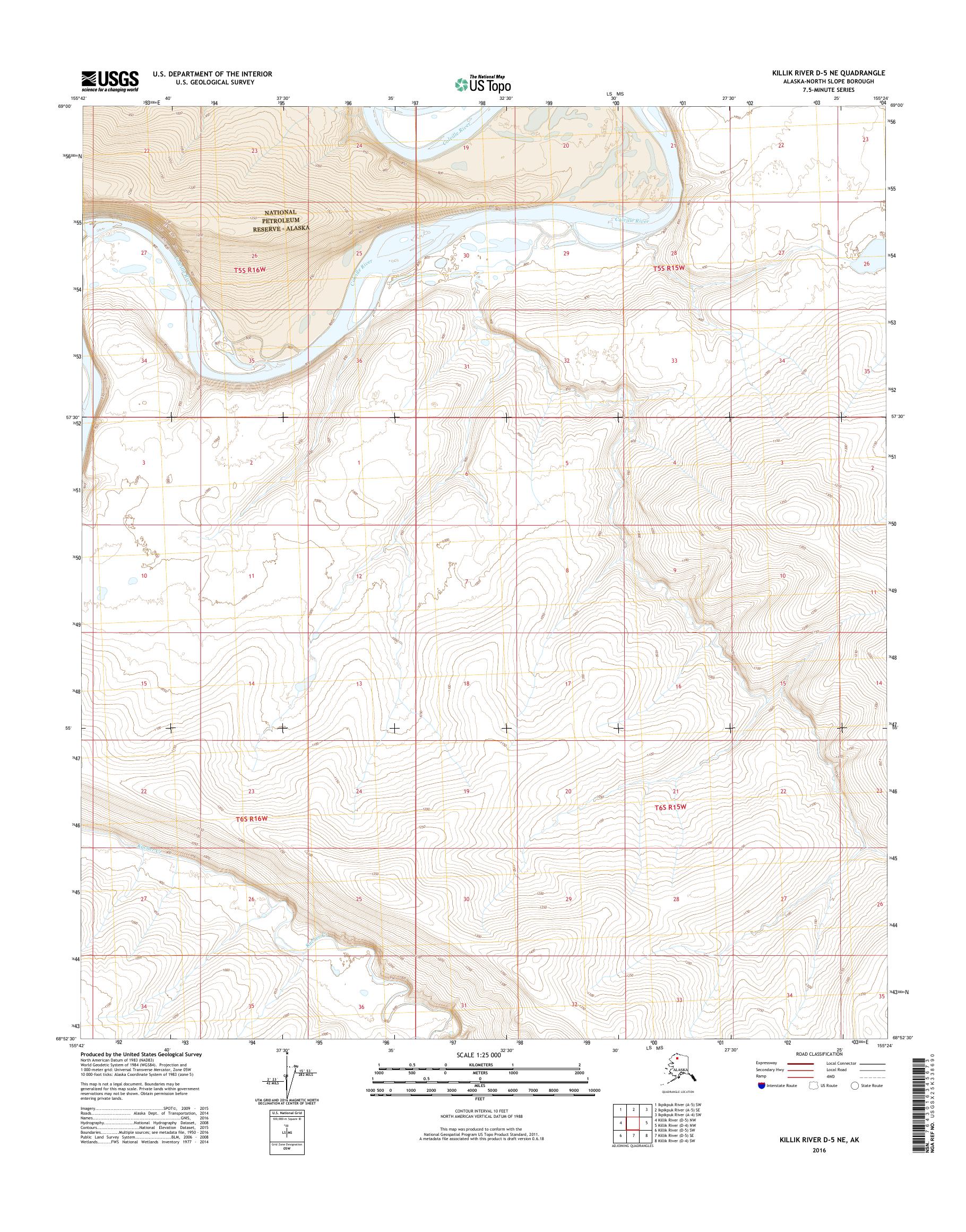 Killik River D-5 NE Alaska US Topo Map – MyTopo Map Store