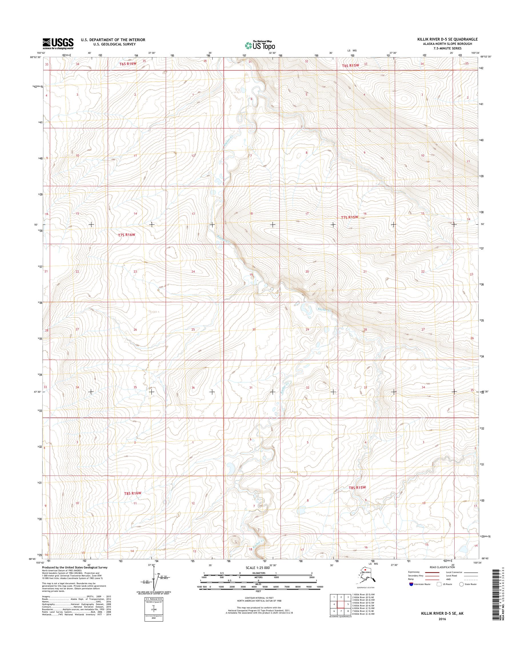 Killik River D-5 SE Alaska US Topo Map – MyTopo Map Store