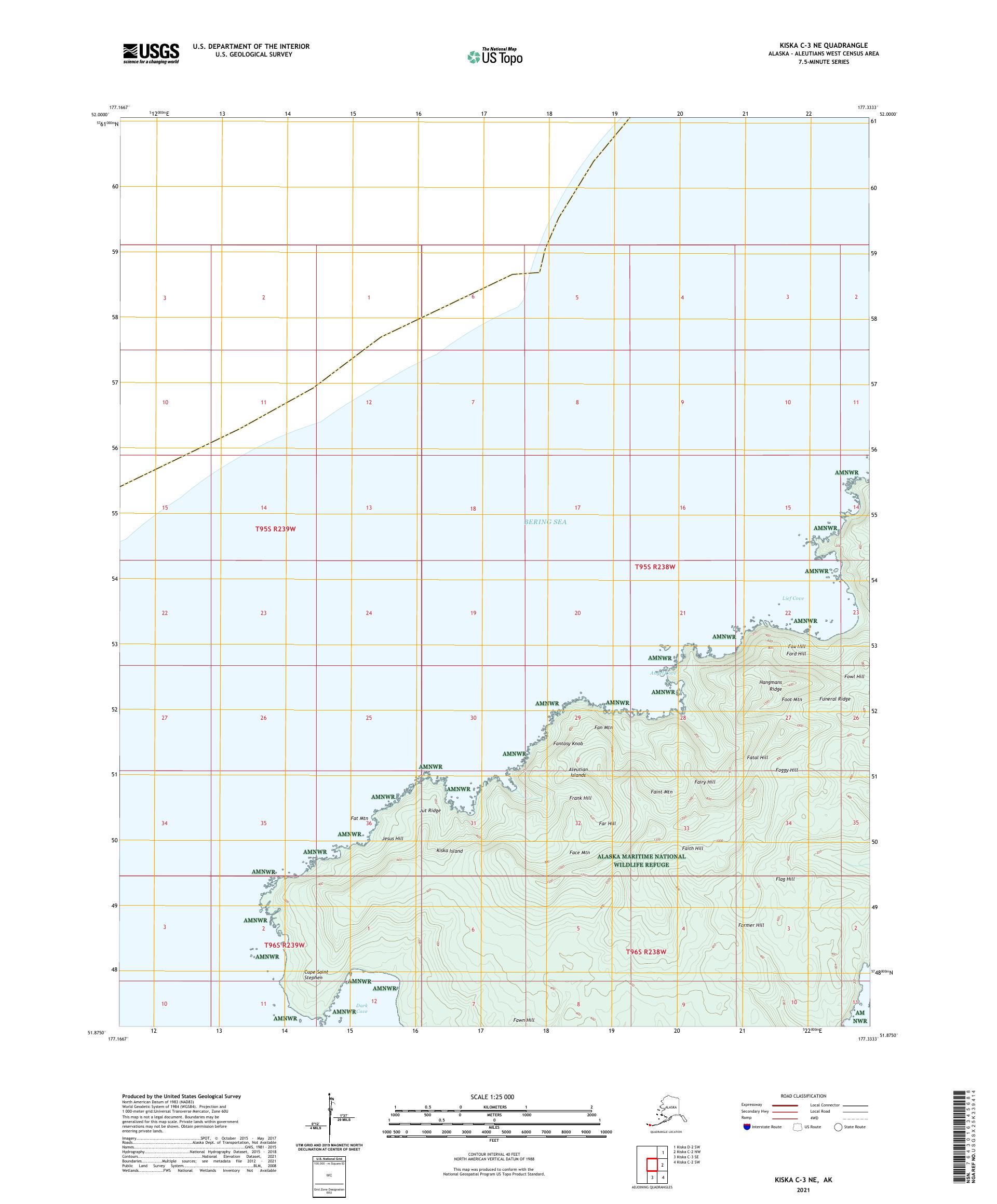 Kiska C-3 NE Alaska US Topo Map – MyTopo Map Store