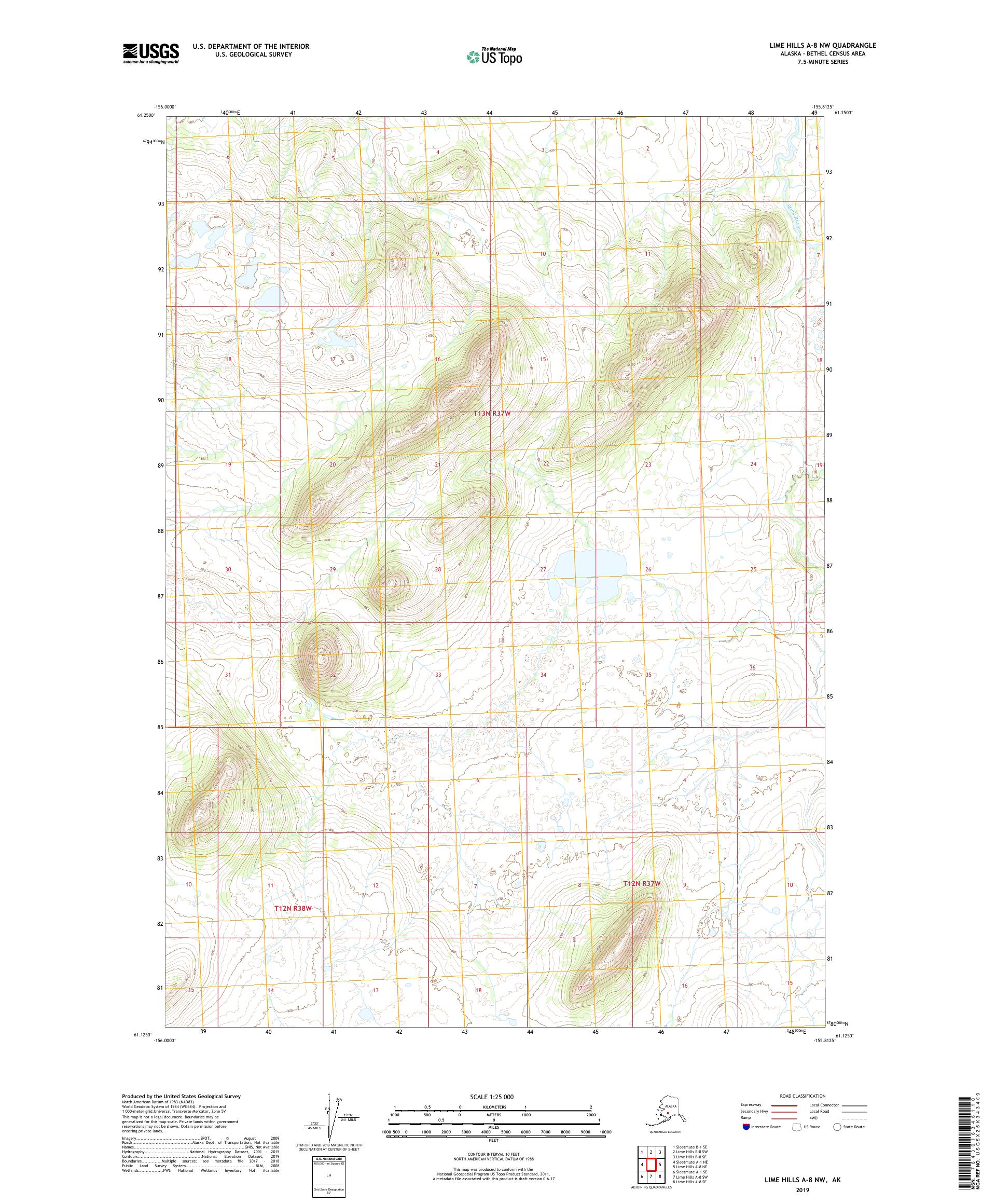 Lime Hills A-8 NW Alaska US Topo Map – MyTopo Map Store