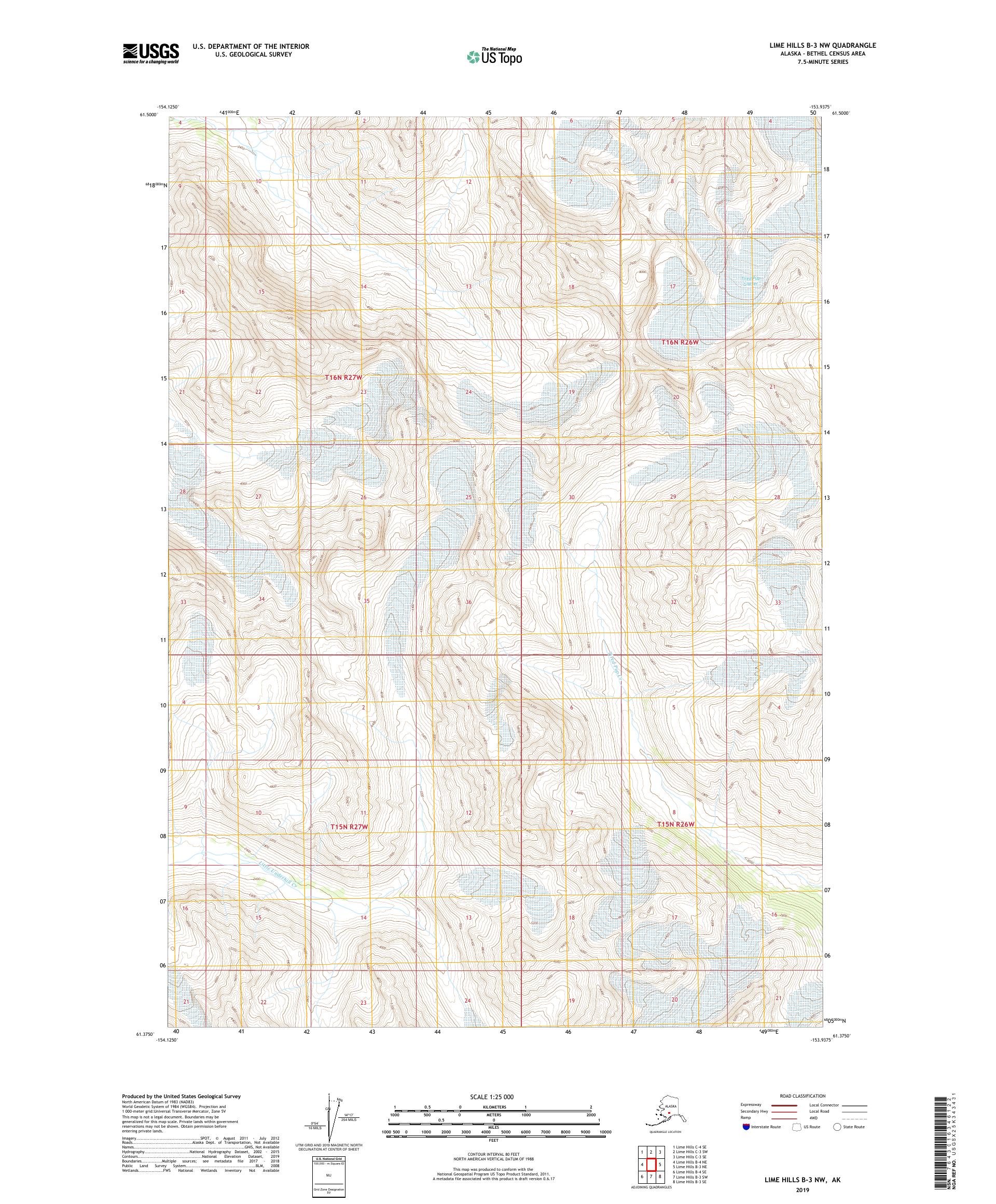 Lime Hills B-3 NW Alaska US Topo Map – MyTopo Map Store