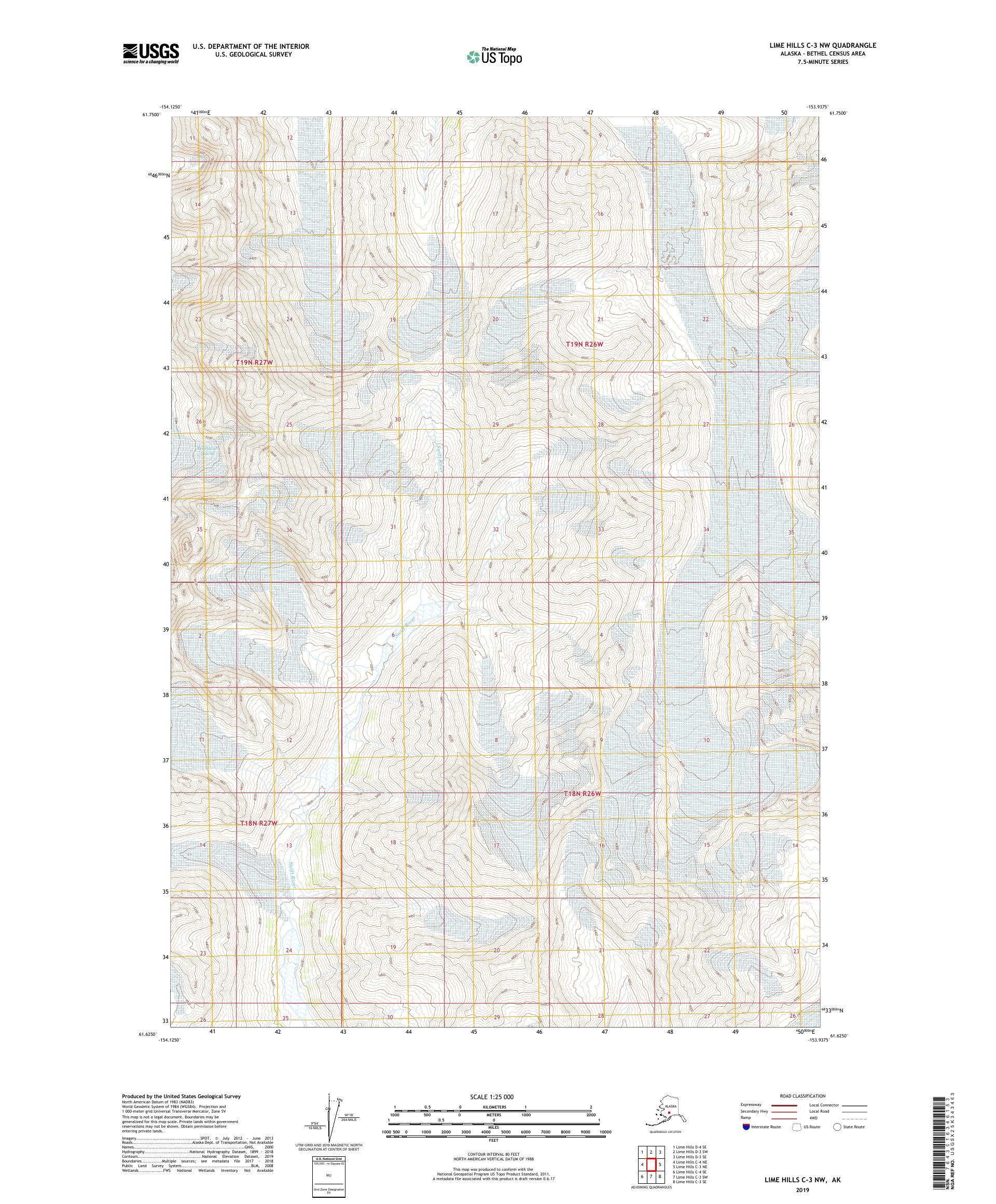 Lime Hills C-3 NW Alaska US Topo Map – MyTopo Map Store