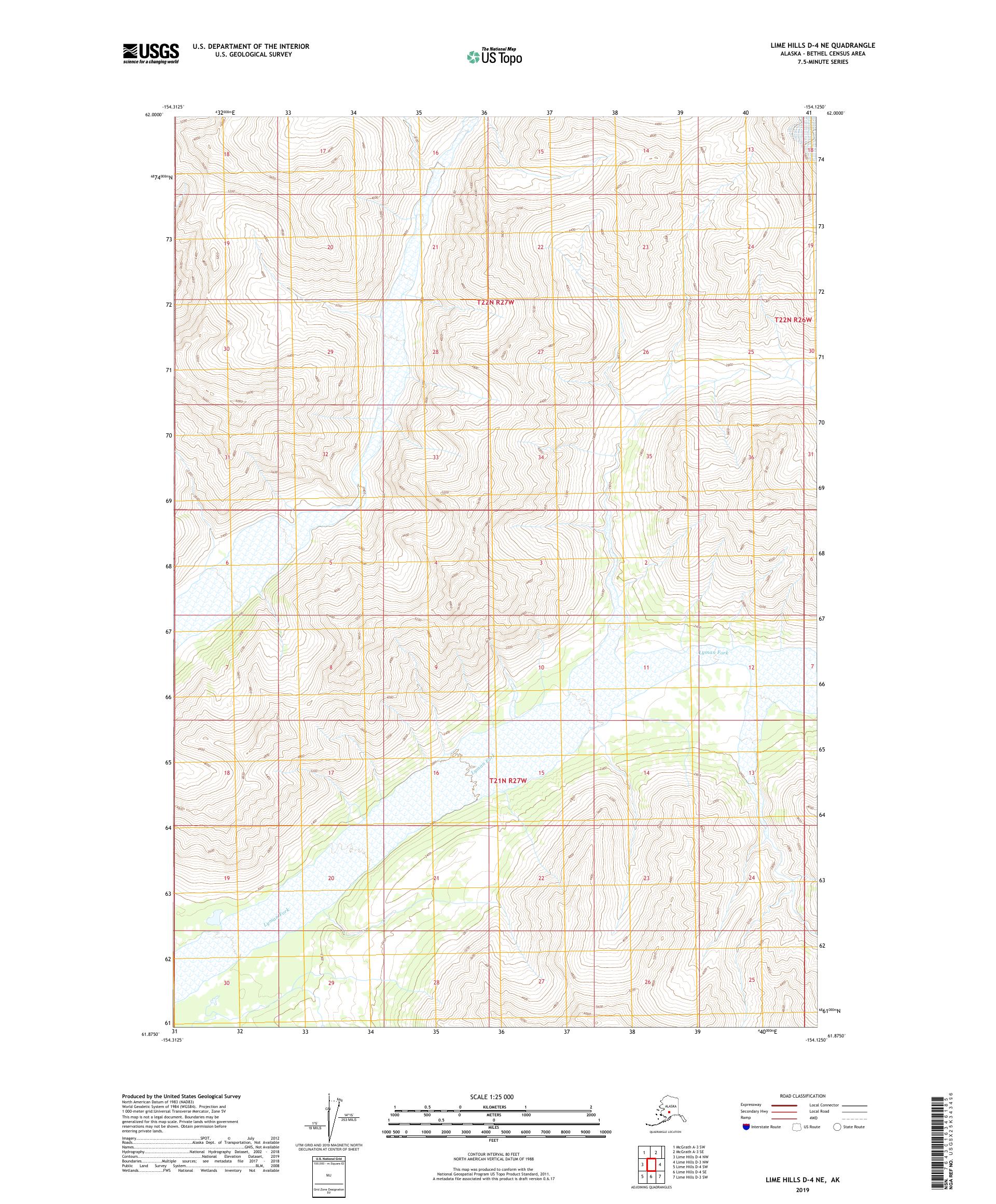 Lime Hills D-4 NE Alaska US Topo Map – MyTopo Map Store