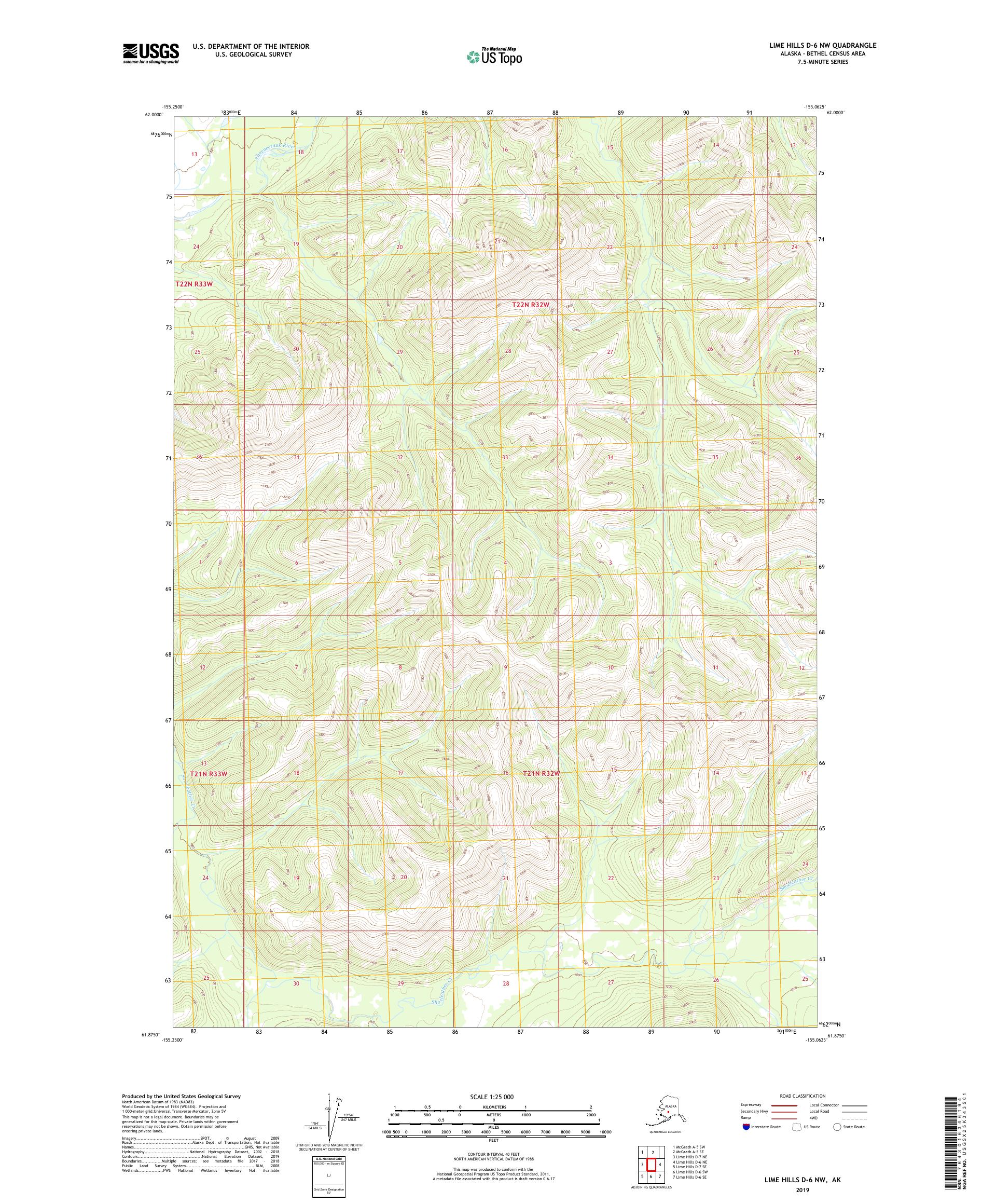 Lime Hills D-6 NW Alaska US Topo Map – MyTopo Map Store