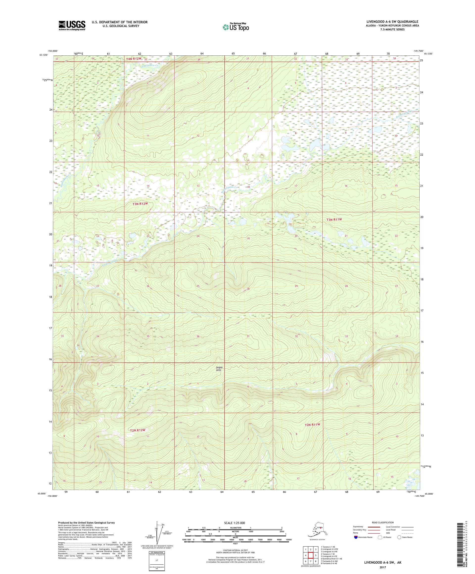 Livengood A-6 SW Alaska US Topo Map – MyTopo Map Store
